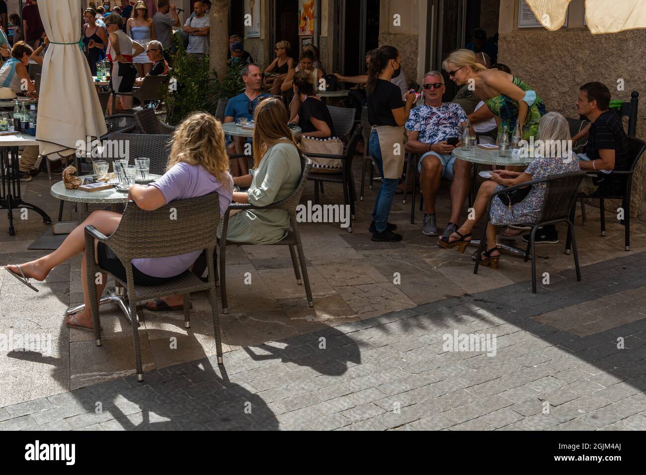 Sineu, Spain; september 08 2021: Weekly street market of food, crafts ...