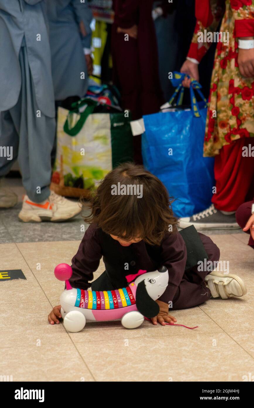 NAVAL STATION ROTA, Spain (Sept. 9, 2021) An evacuee from Afghanistan ...