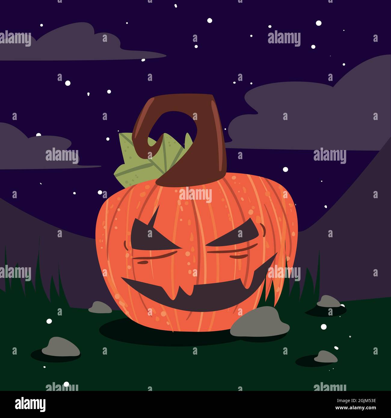 halloween pumpkin night dark scene Stock Vector Image & Art - Alamy