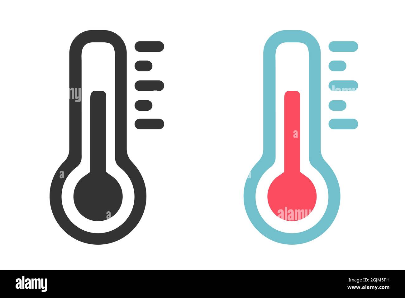 Vector set icons of thermometer in flat style. Vector illustration of ...