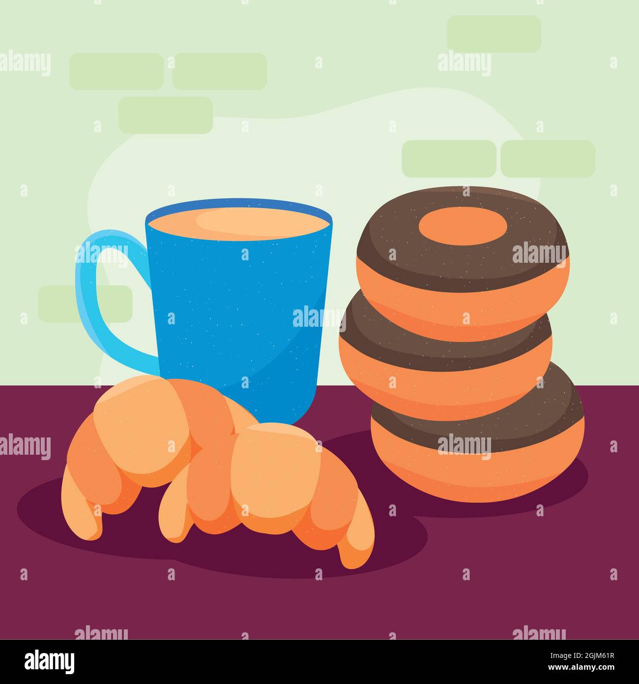 Coffee fresh croissants Stock Vector Images - Alamy