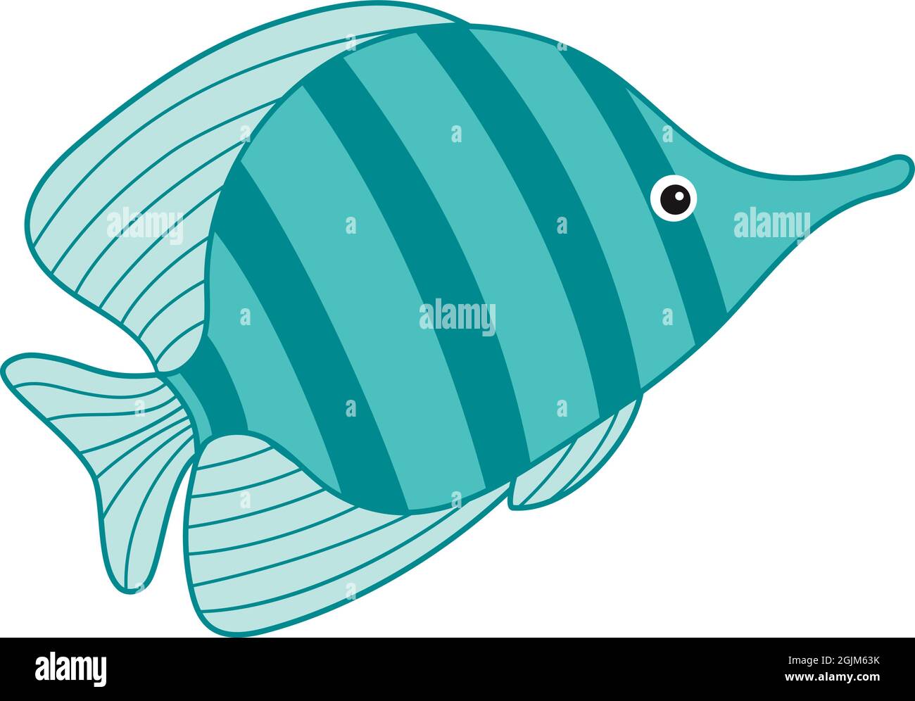 Cute Isolated Tropical Turquoise Fish Stock Vector Image & Art - Alamy