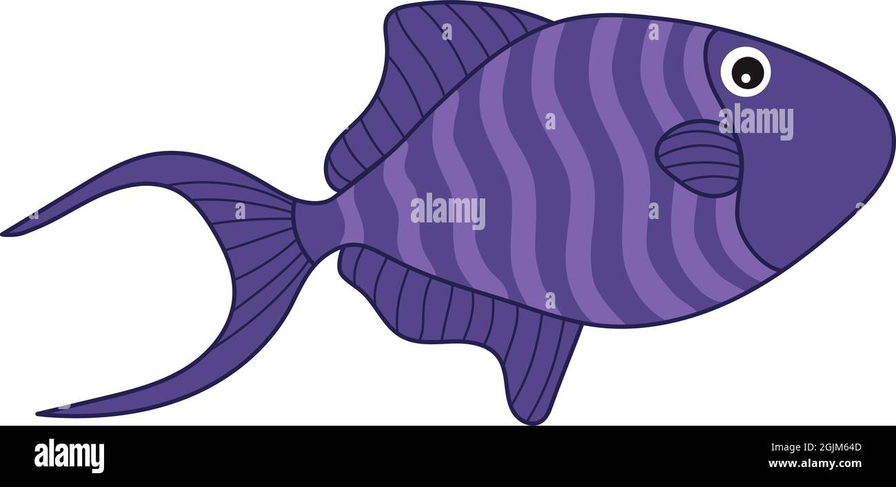 Cute Isolated Tropical Colourful Fish. Vector Purple Fish Stock Vector ...