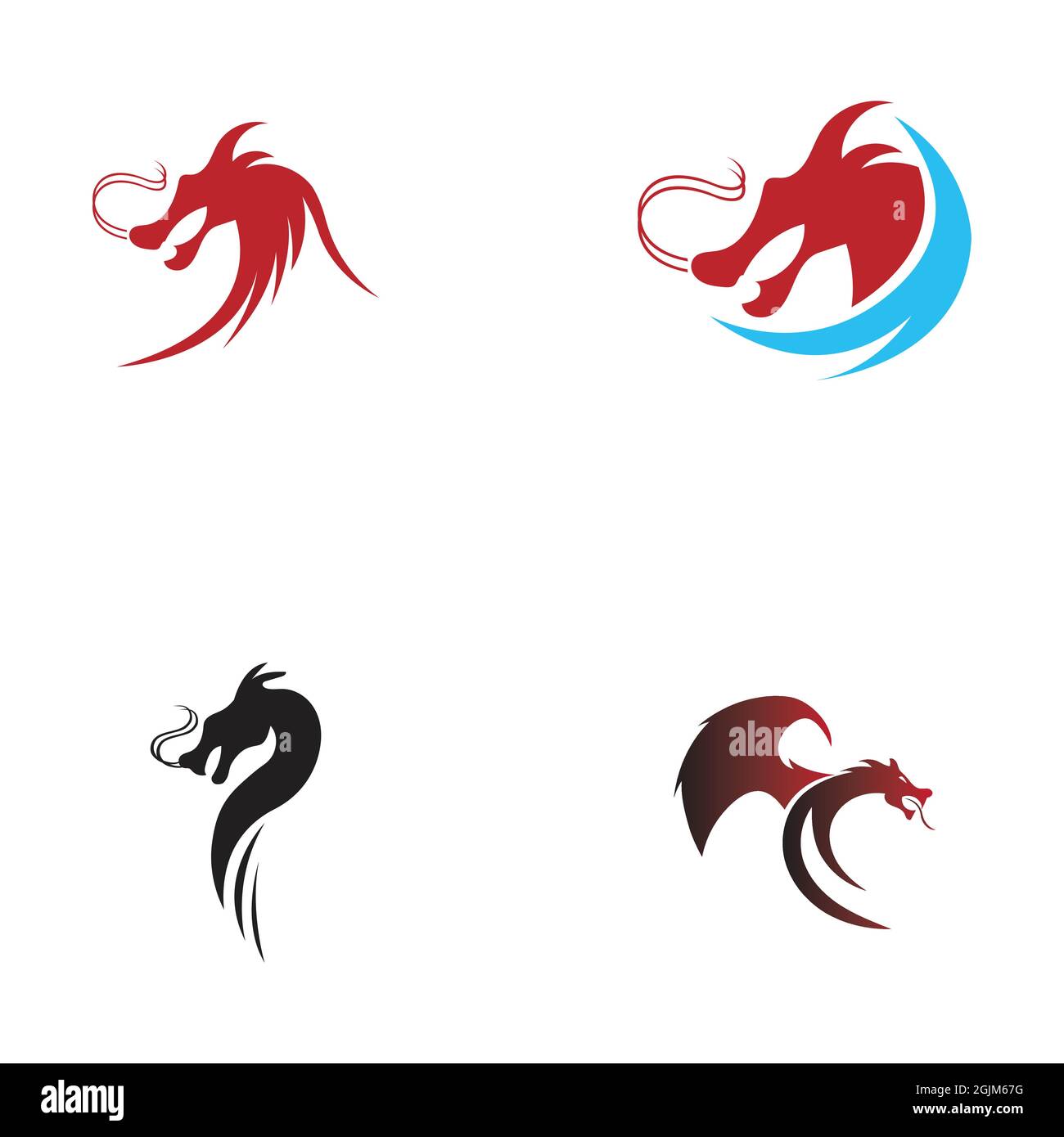 set of Dragon vector icon illustration design logo template Stock ...