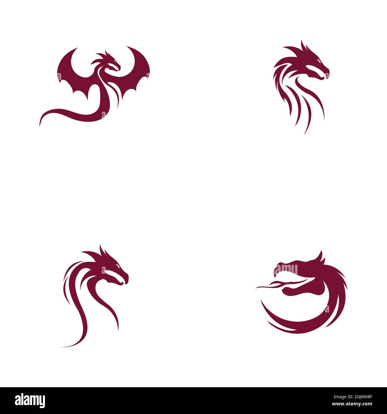set of Dragon vector icon illustration design logo template Stock ...