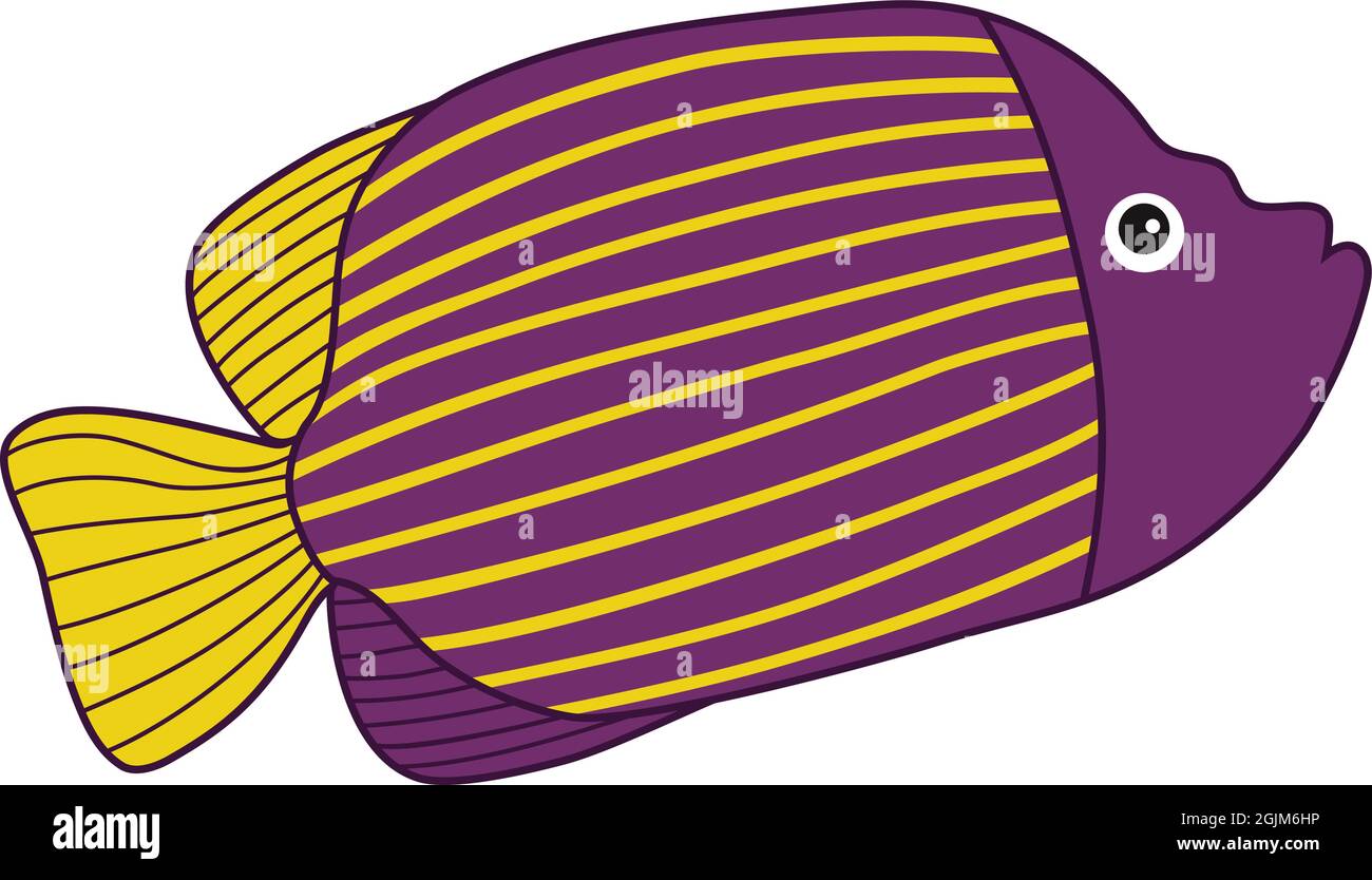 Cute Isolated Tropical Purple Fish Stock Vector Image & Art - Alamy