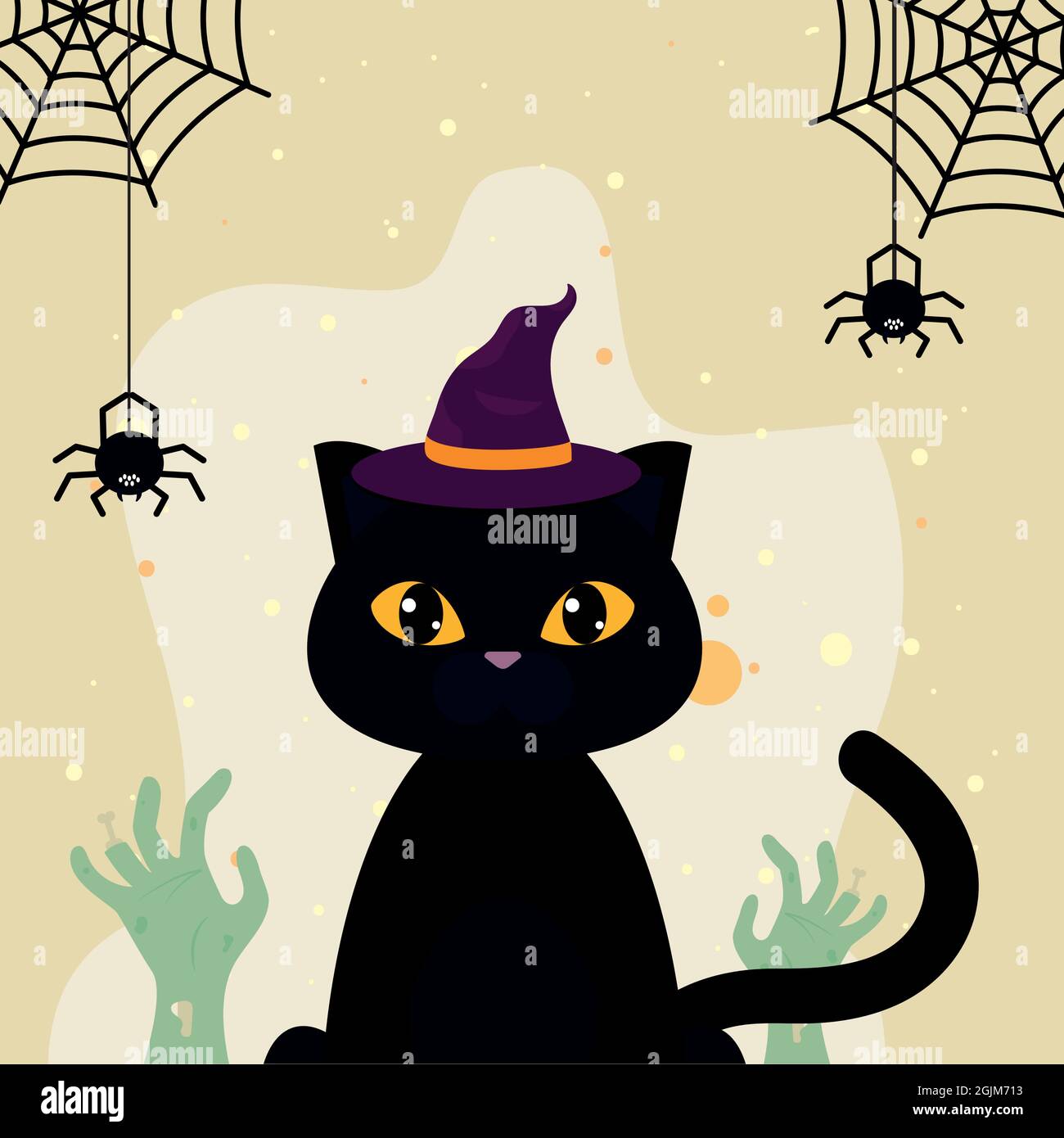 halloween black cat with spiders Stock Vector Image & Art - Alamy