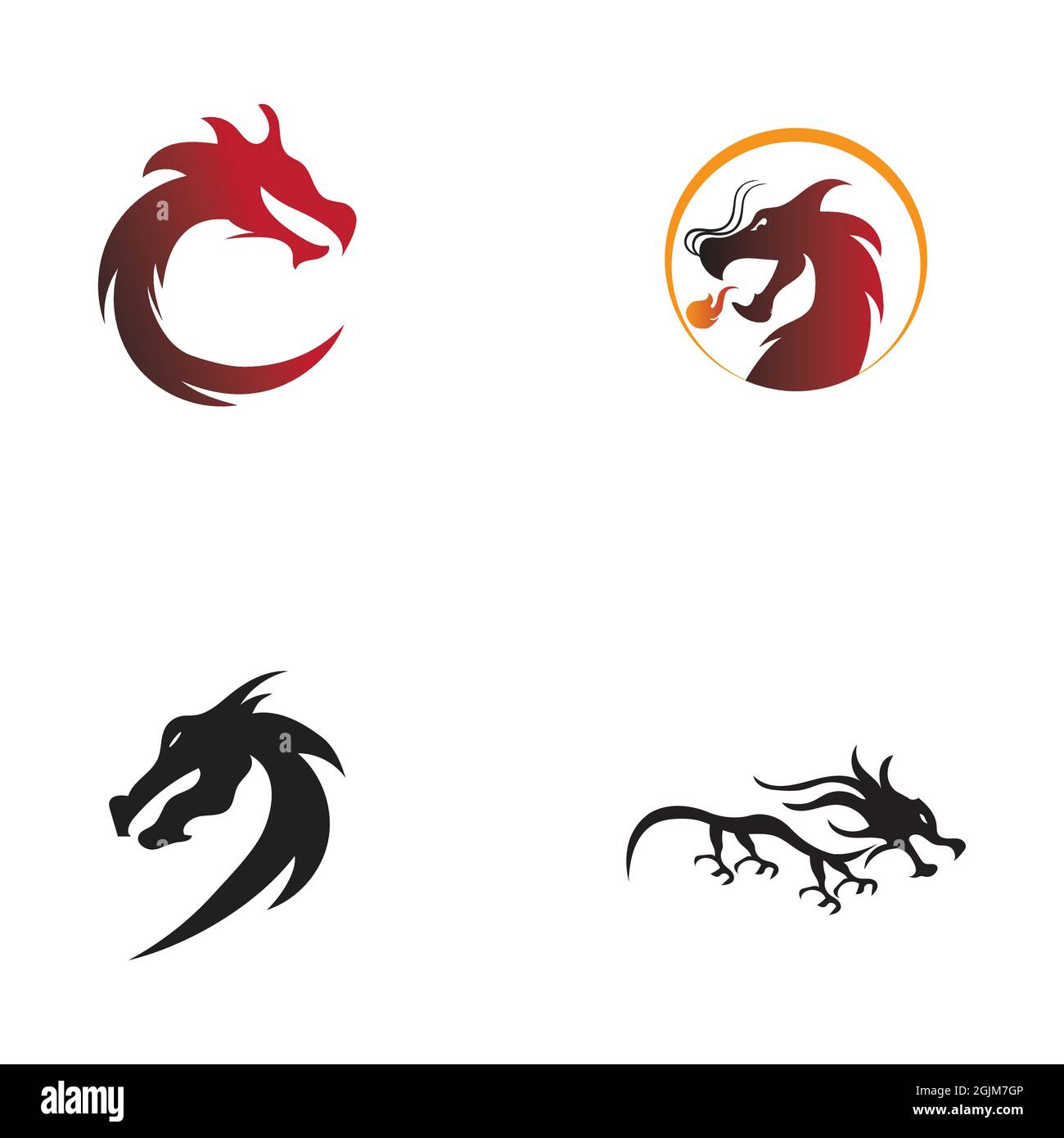 set of Dragon vector icon illustration design logo template Stock ...