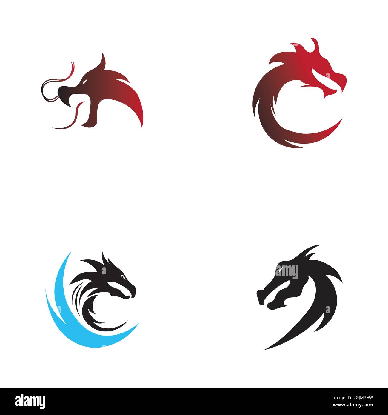 set of Dragon vector icon illustration design logo template Stock ...