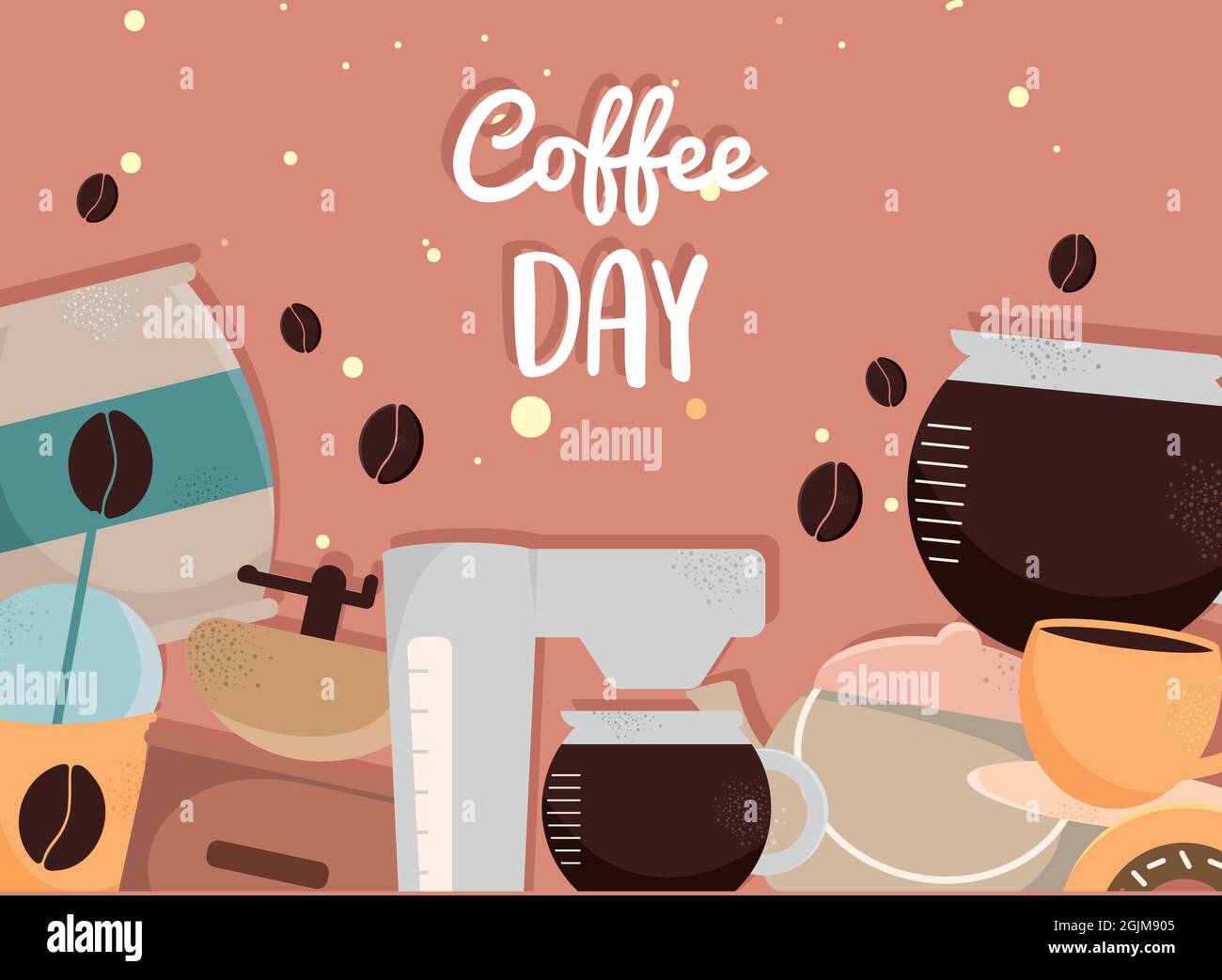 coffee day celebration frame icons Stock Vector Image & Art - Alamy