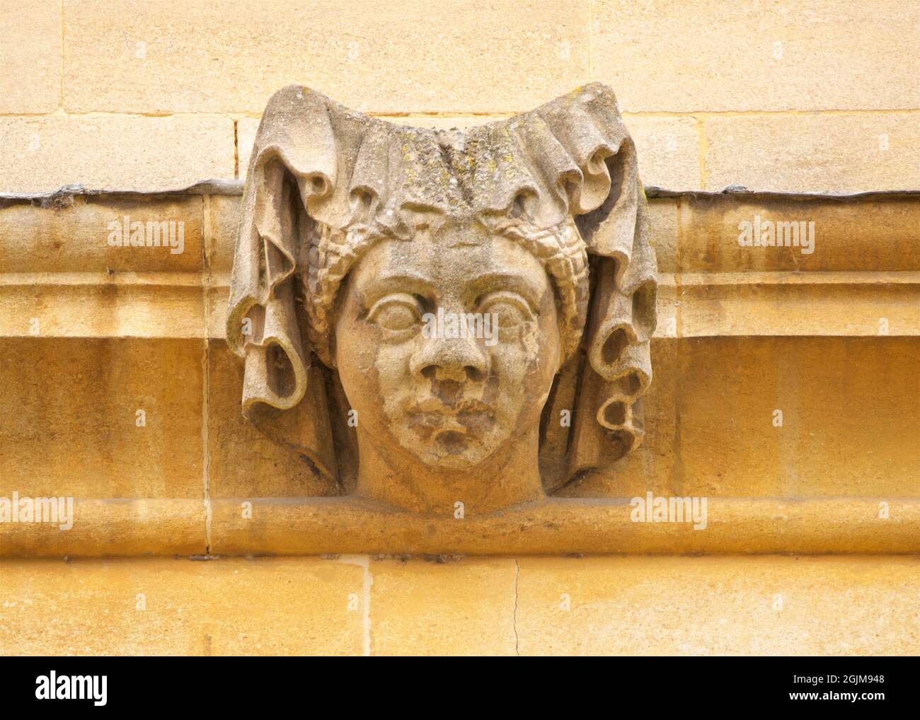 Stone carved decoration. Gargoyle on exterior of the Bodleian Library ...
