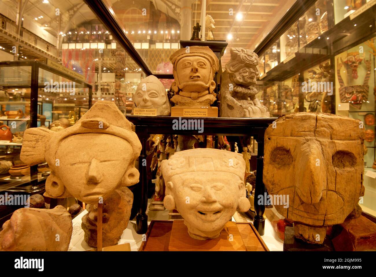 Exhibits inside a displaycase at the Pitt Rivers Museum, University of ...