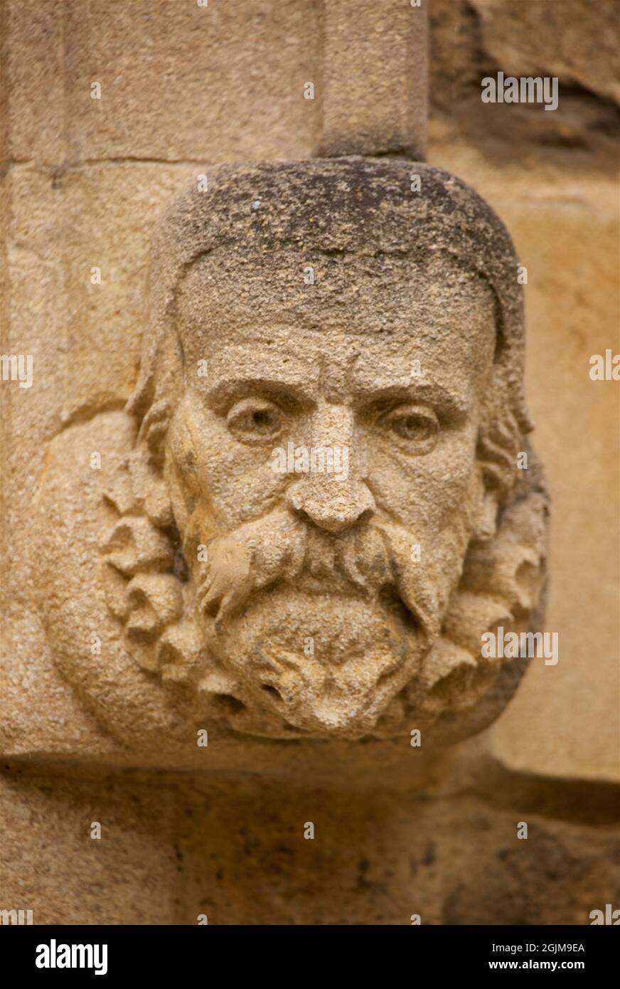 Stone carved busts on the exterior of the Bodleian Library quad ...