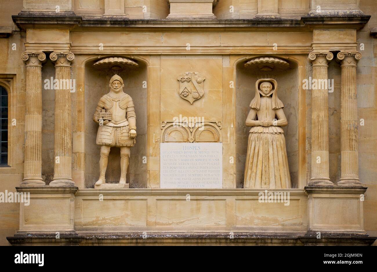 Stone carving, Front Quad, Wadham College, University of Oxford, Oxford ...