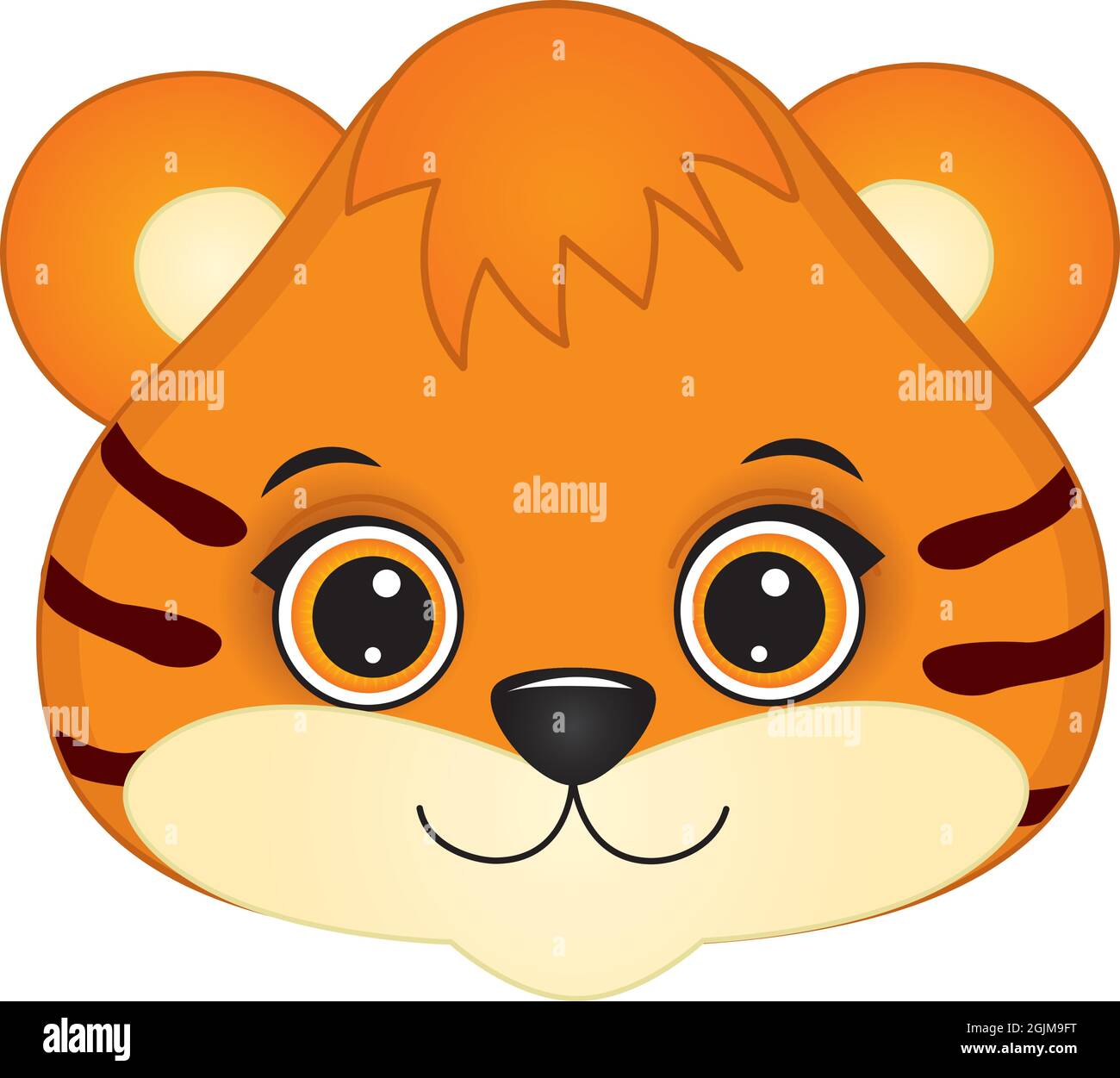 Cute Cartoon Muzzle of Baby Tiger. Vector Tiger Stock Vector Image ...