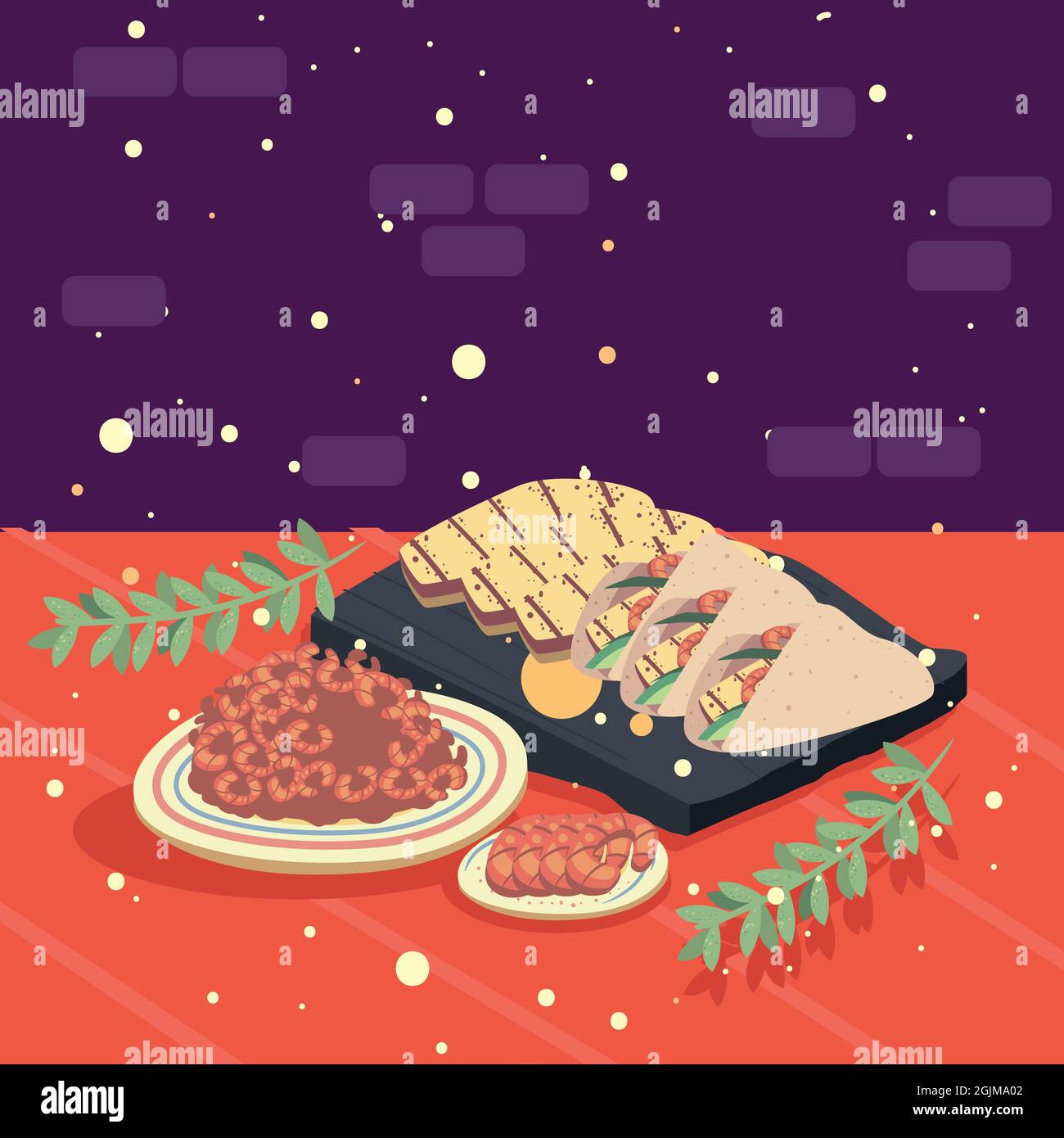 Seafood taco Stock Vector Images - Alamy