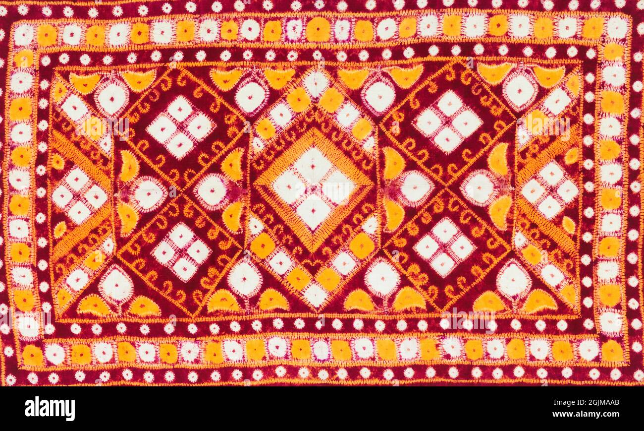 Detail of a resist-dyed silk textile Plangi and Tritik resist dye ...