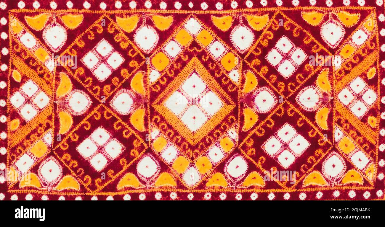 Detail of a resist-dyed silk textile Plangi and Tritik resist dye ...