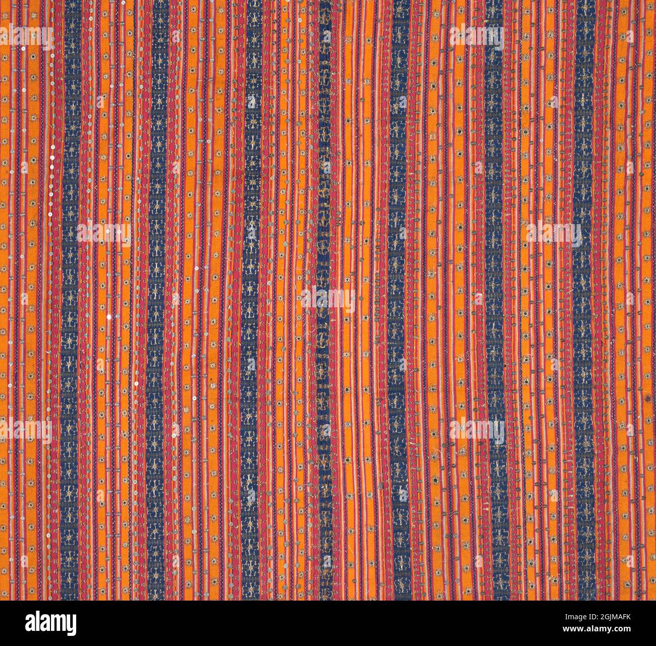 Detail of a textile from south Sumatra made from hemp, metallic threads ...