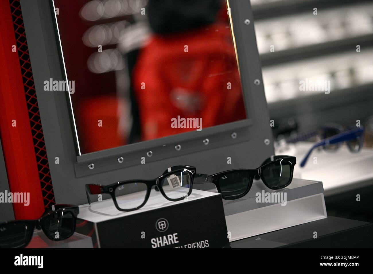 A pair of Ray-Ban “Stories” camera equipped glasses powered by Facebook ...