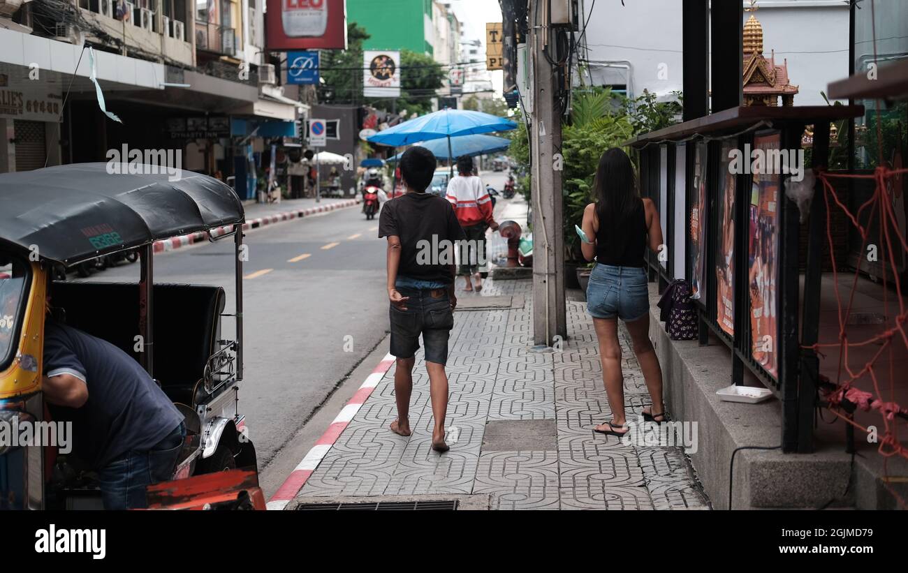 People on Sidewalk Pandemic Lockdown Shutdown of Nana Plaza Area ...