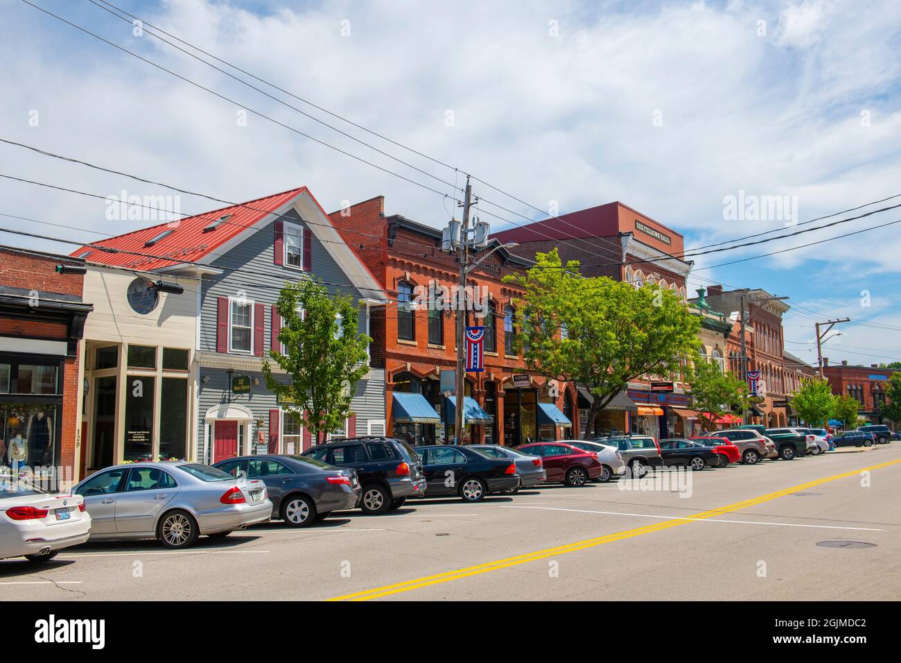 Historic Italianate style commercial building and Bandstand at Water ...