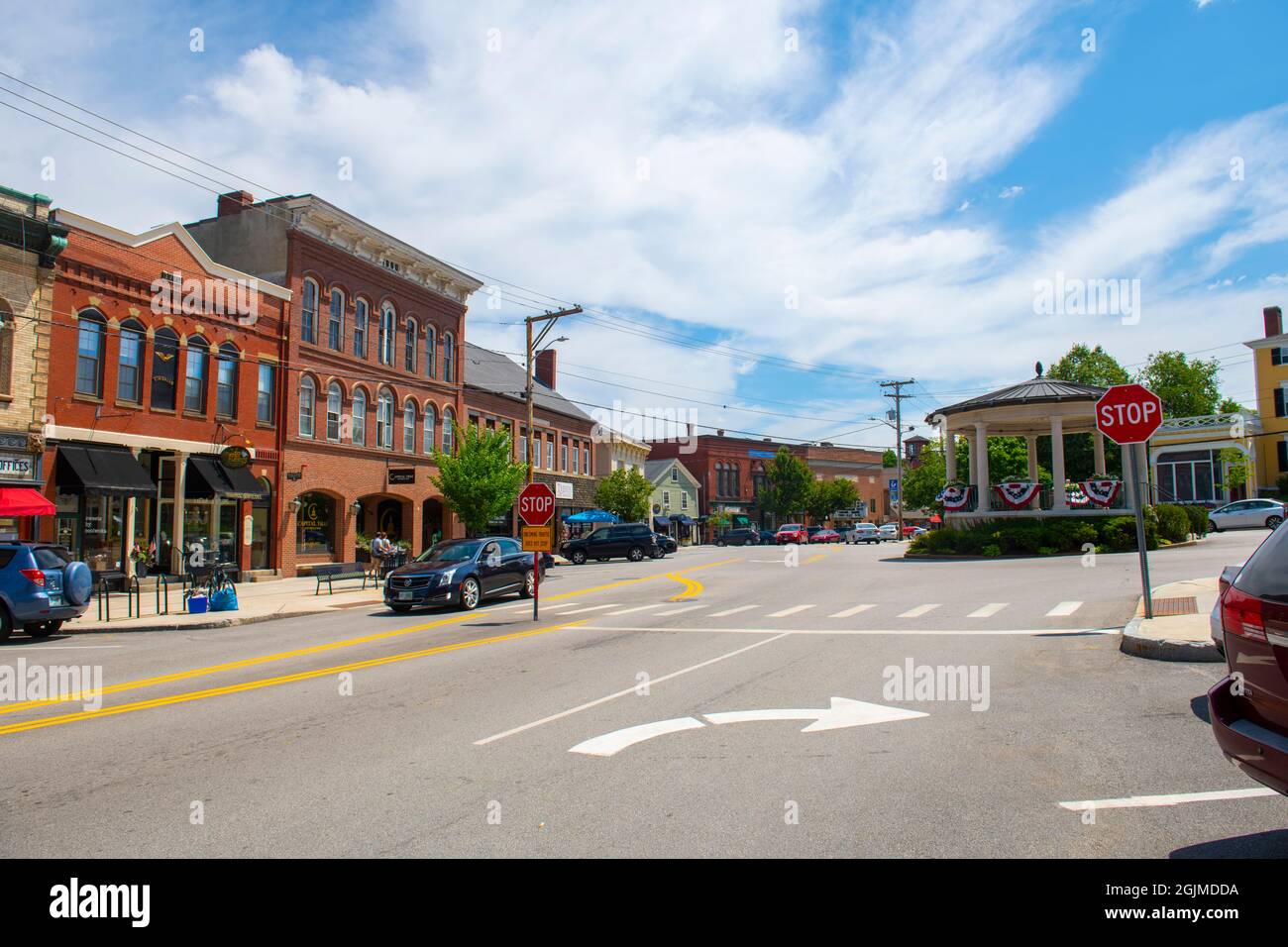 Historic Italianate style commercial building and Bandstand at Water ...