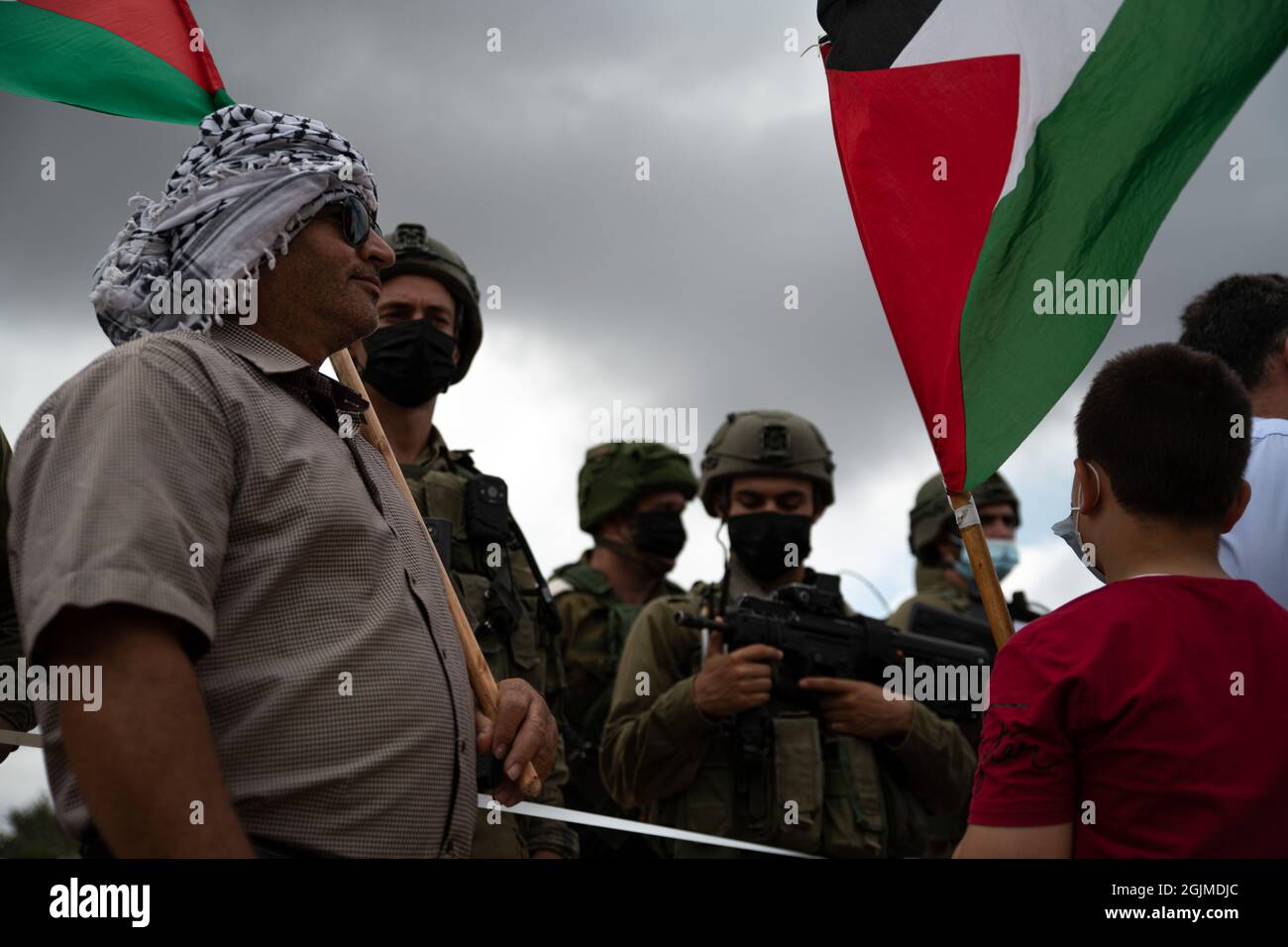 Salfit, Palestine. 10th Sep, 2021. Palestinians from the village of ...