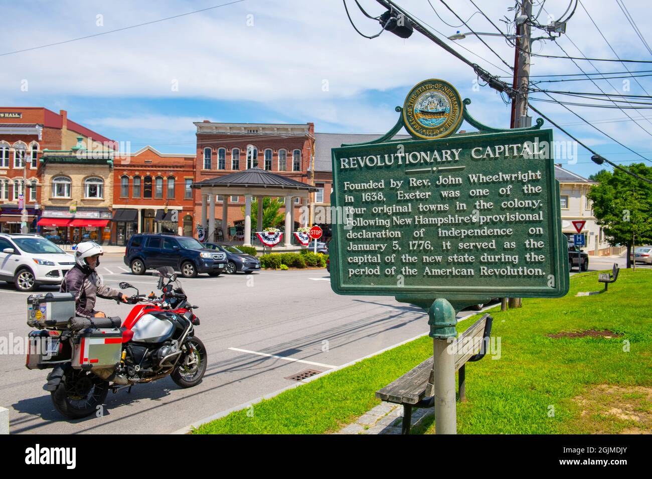 Exeter Revolutionary Capital sign at historic town center at Water ...