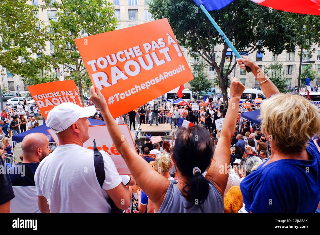 Marseille, France. 09th Sep, 2021. A protester holds a sign indicating ...