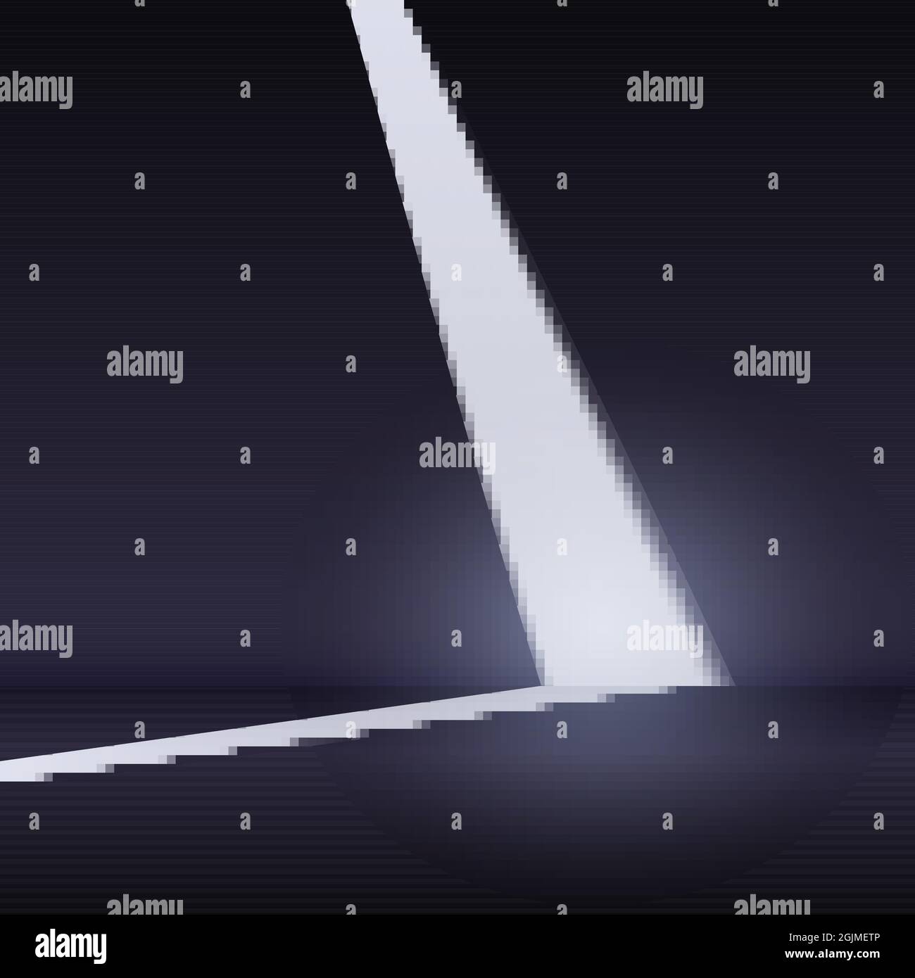 Ray of light on the wall and floor in dark room. Minimalistic abstract ...