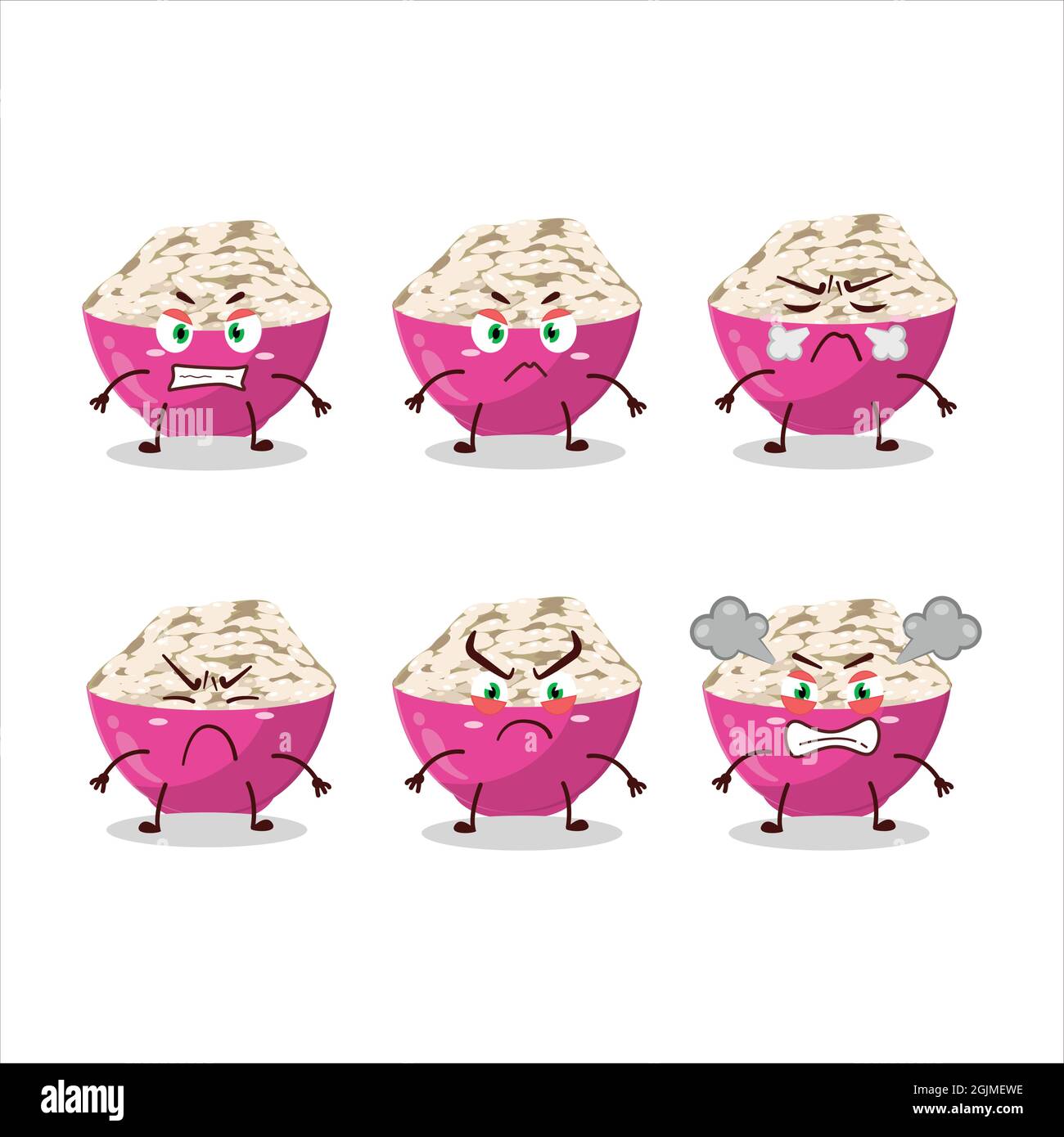 Basmati rice cartoon character with various angry expressions. Vector ...