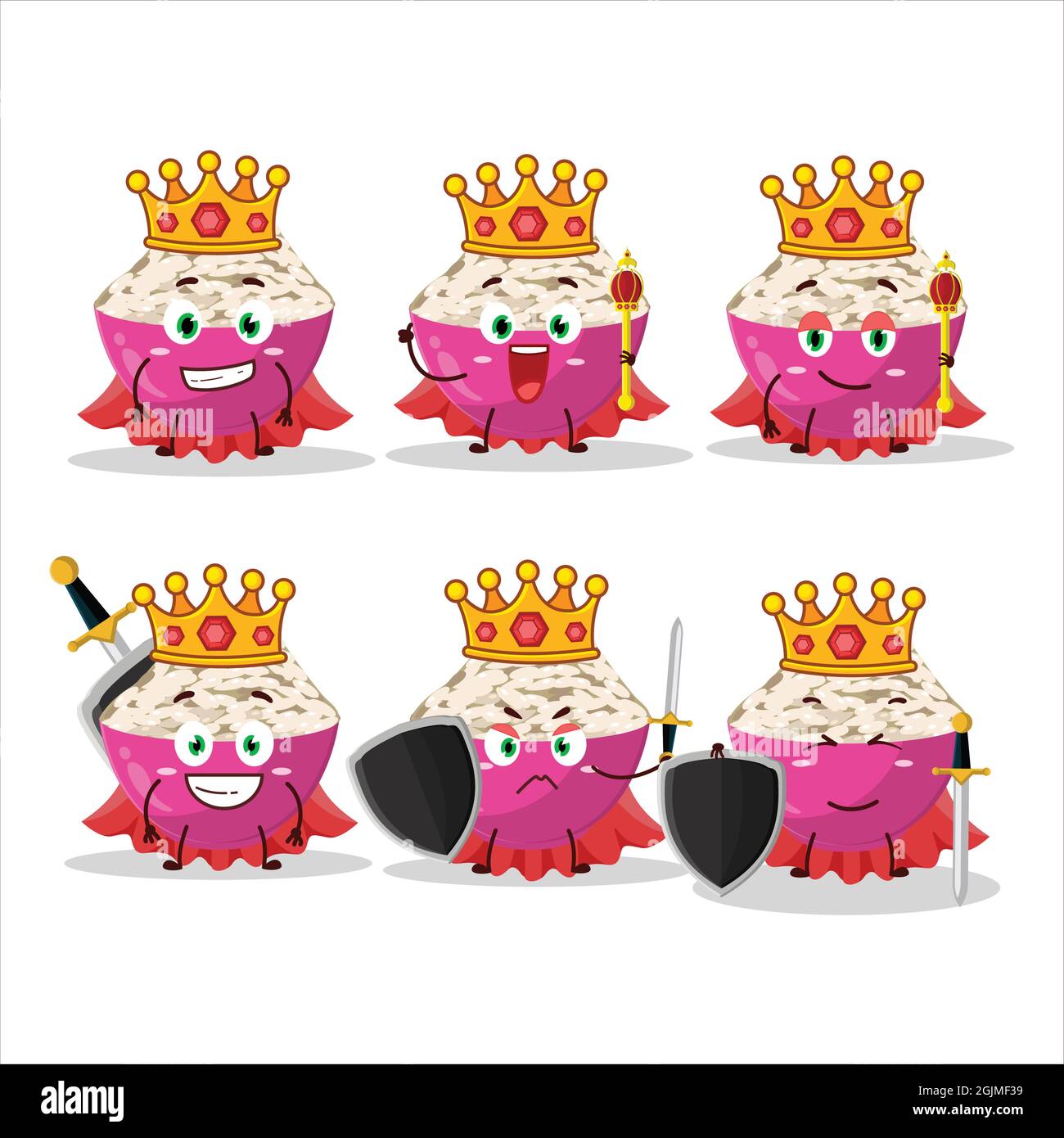 A Charismatic King basmati rice cartoon character wearing a gold crown ...