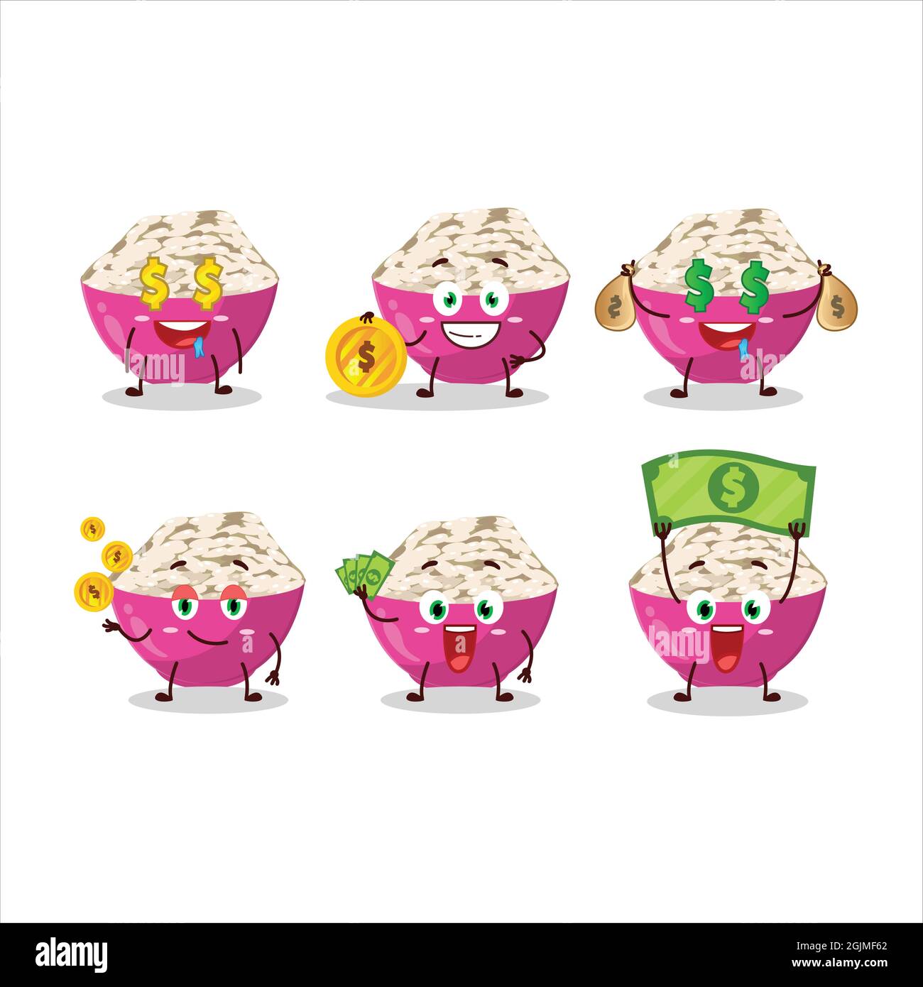 Basmati rice cartoon character with cute emoticon bring money. Vector ...