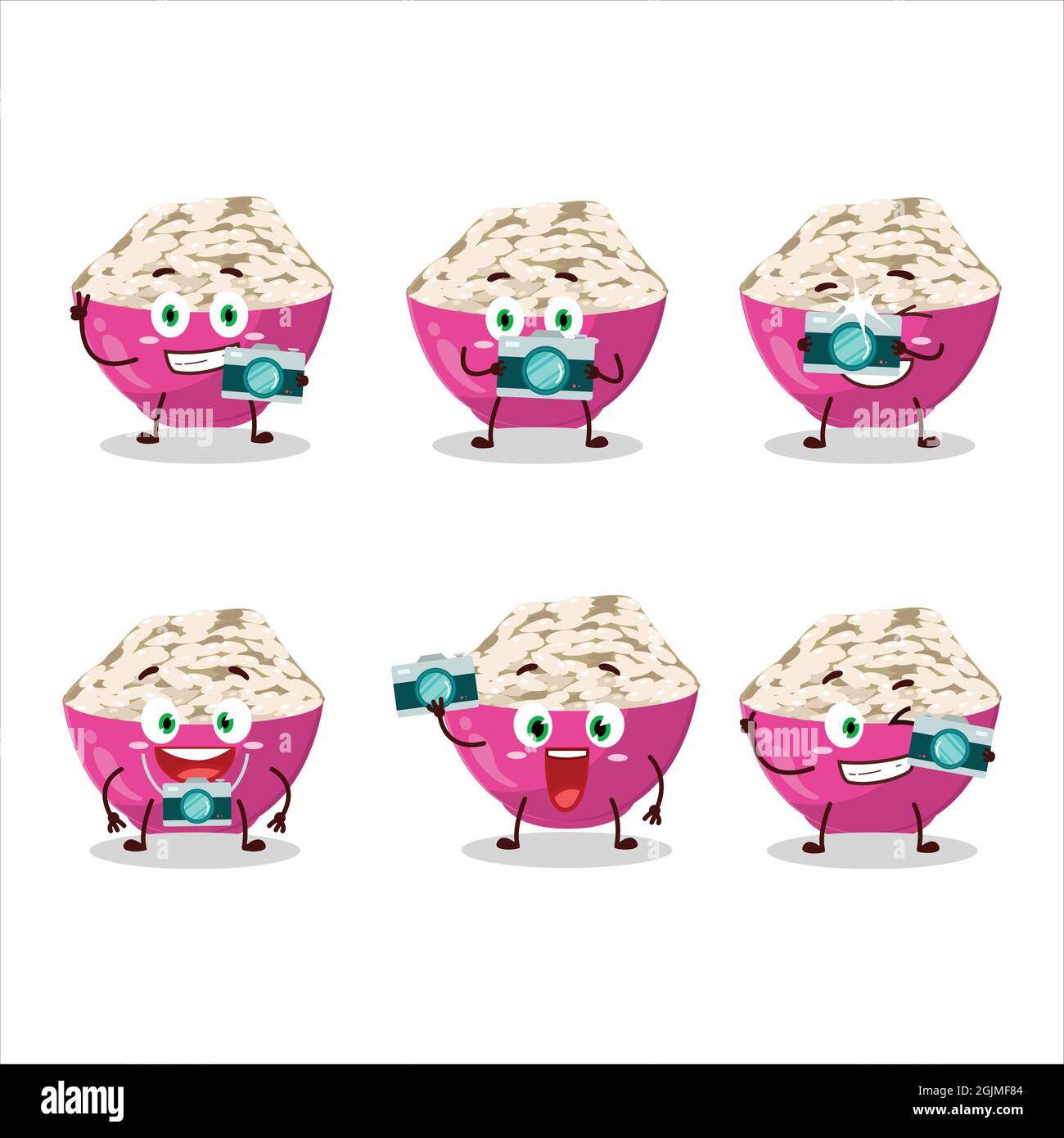 Photographer profession emoticon with basmati rice cartoon character ...