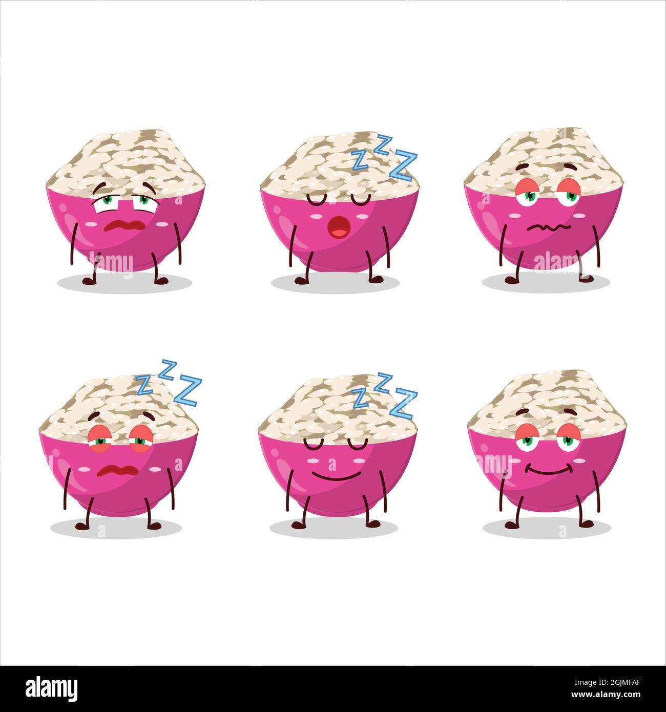 Cartoon character of basmati rice with sleepy expression. Vector ...