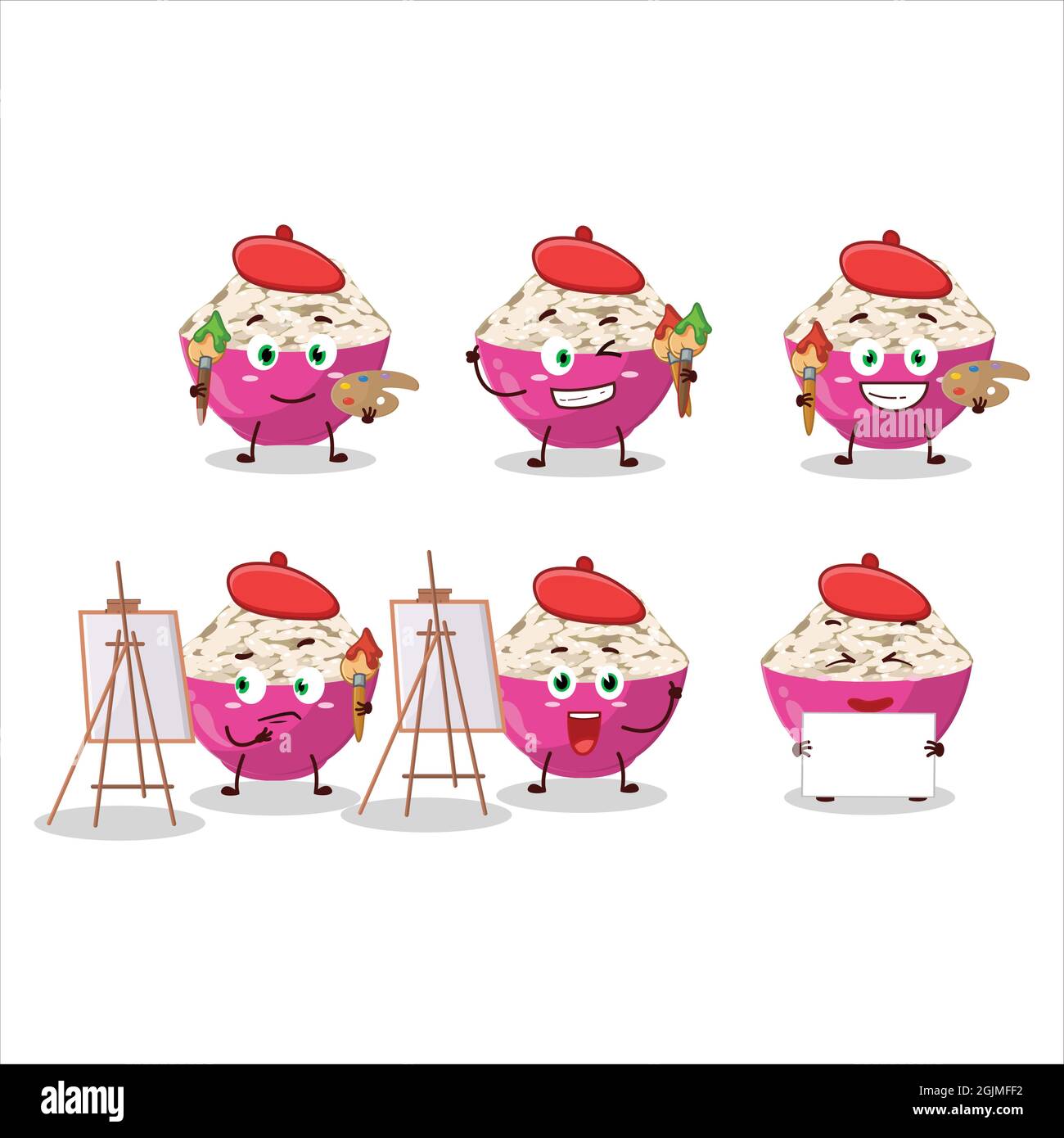 Artistic Artist of basmati rice cartoon character painting with a brush ...
