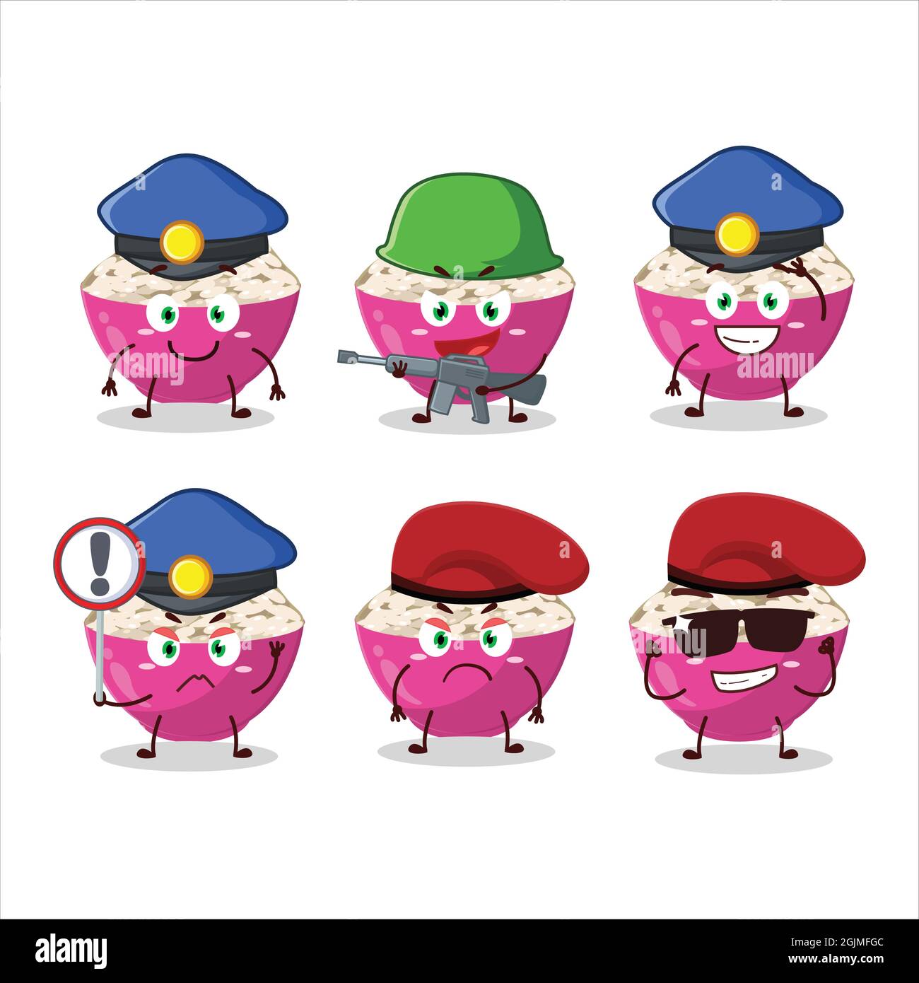 A dedicated Police officer of basmati rice mascot design style. Vector ...