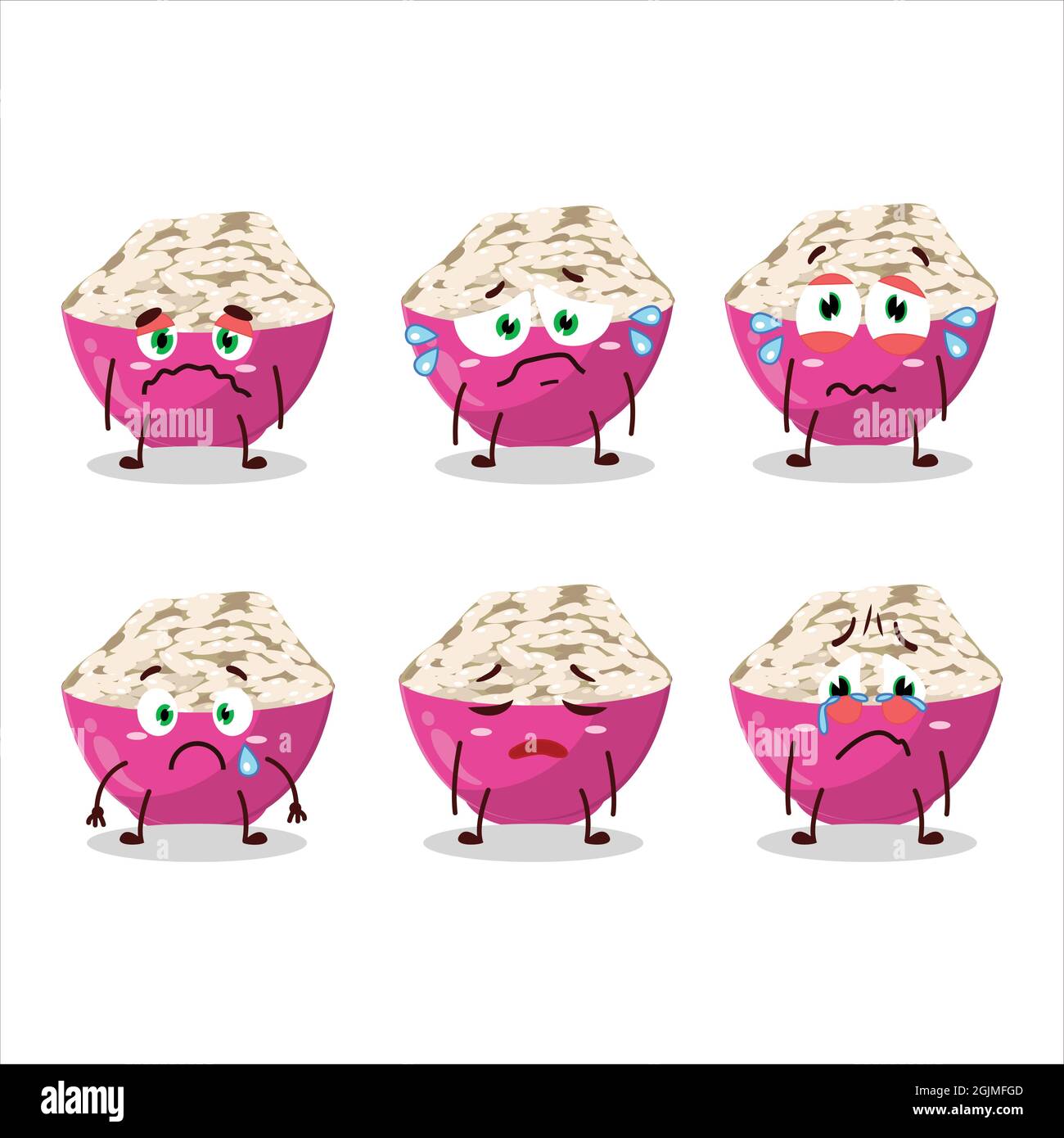 Basmati rice cartoon character with sad expression. Vector illustration ...