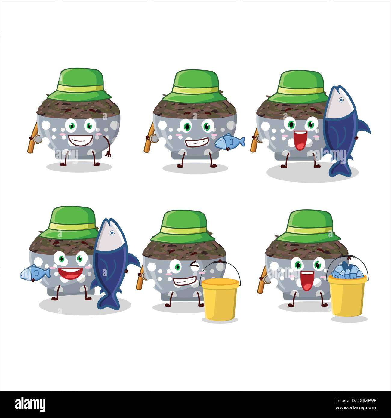 A fisherman dark wild rice cartoon picture catch a big fish. Vector ...