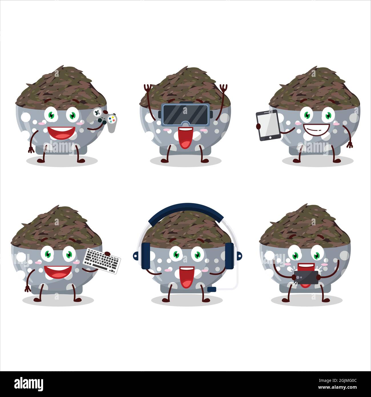 Dark wild rice cartoon character are playing games with various cute ...