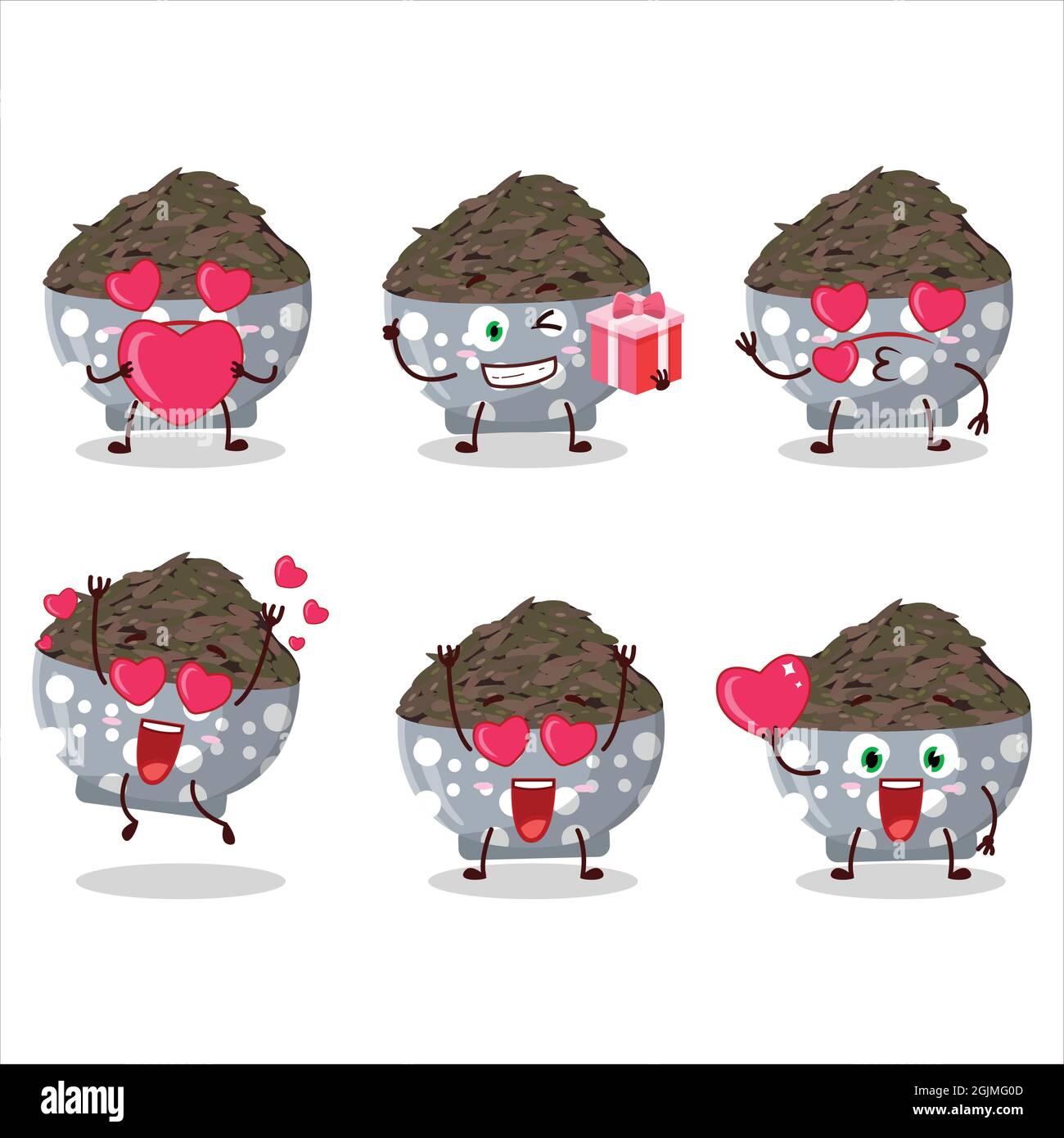 Dark wild rice cartoon character with love cute emoticon. Vector ...