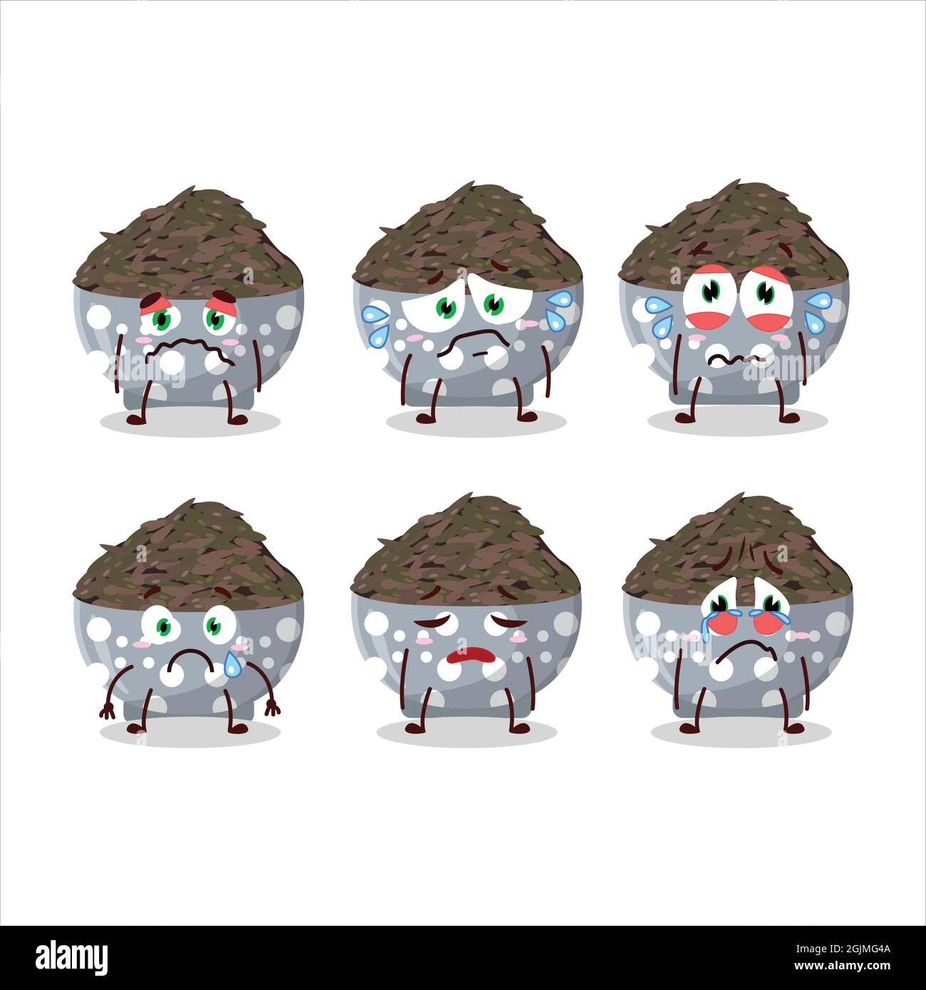 Dark wild rice cartoon character with sad expression. Vector ...