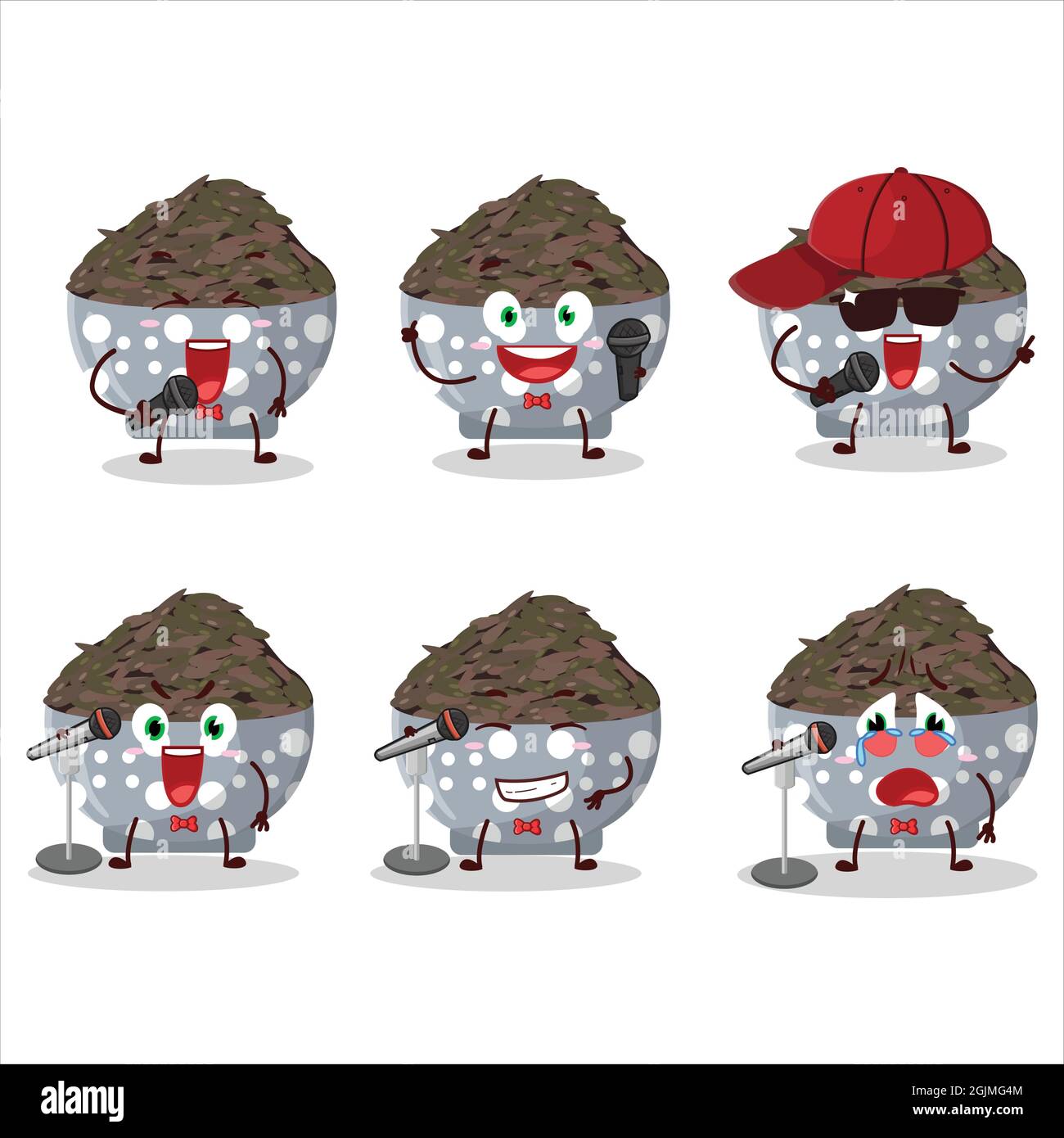 A Cute Cartoon design concept of dark wild rice singing a famous song ...