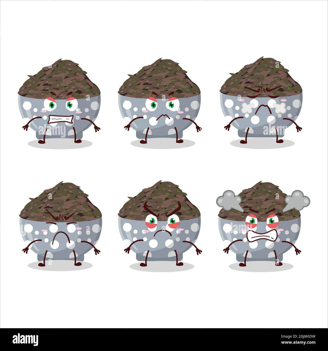 Dark wild rice cartoon character with various angry expressions. Vector ...