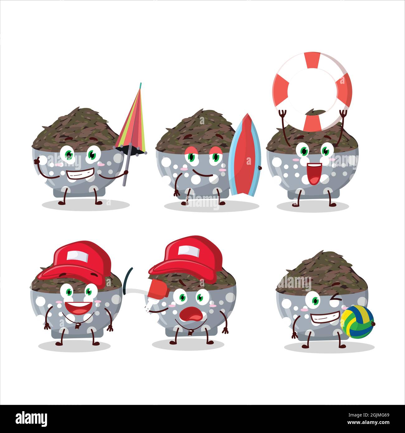 Happy Face dark wild rice cartoon character playing on a beach. Vector ...