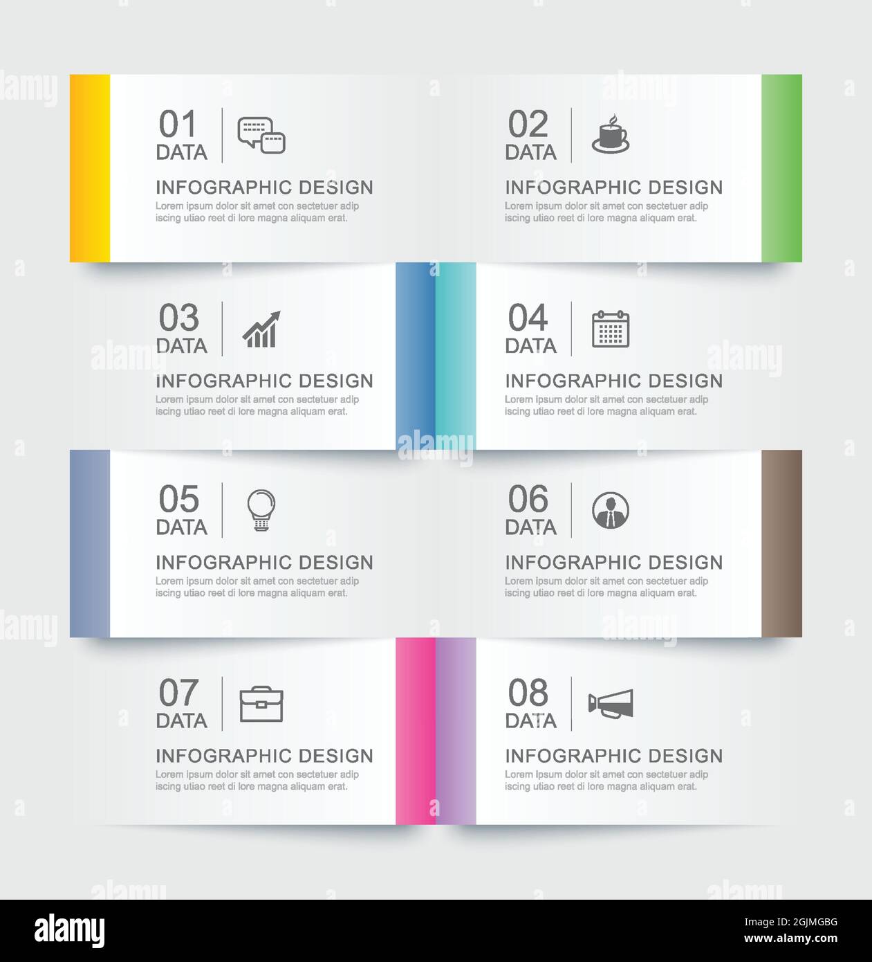 8 data infographics tab paper index template. Vector illustration ...