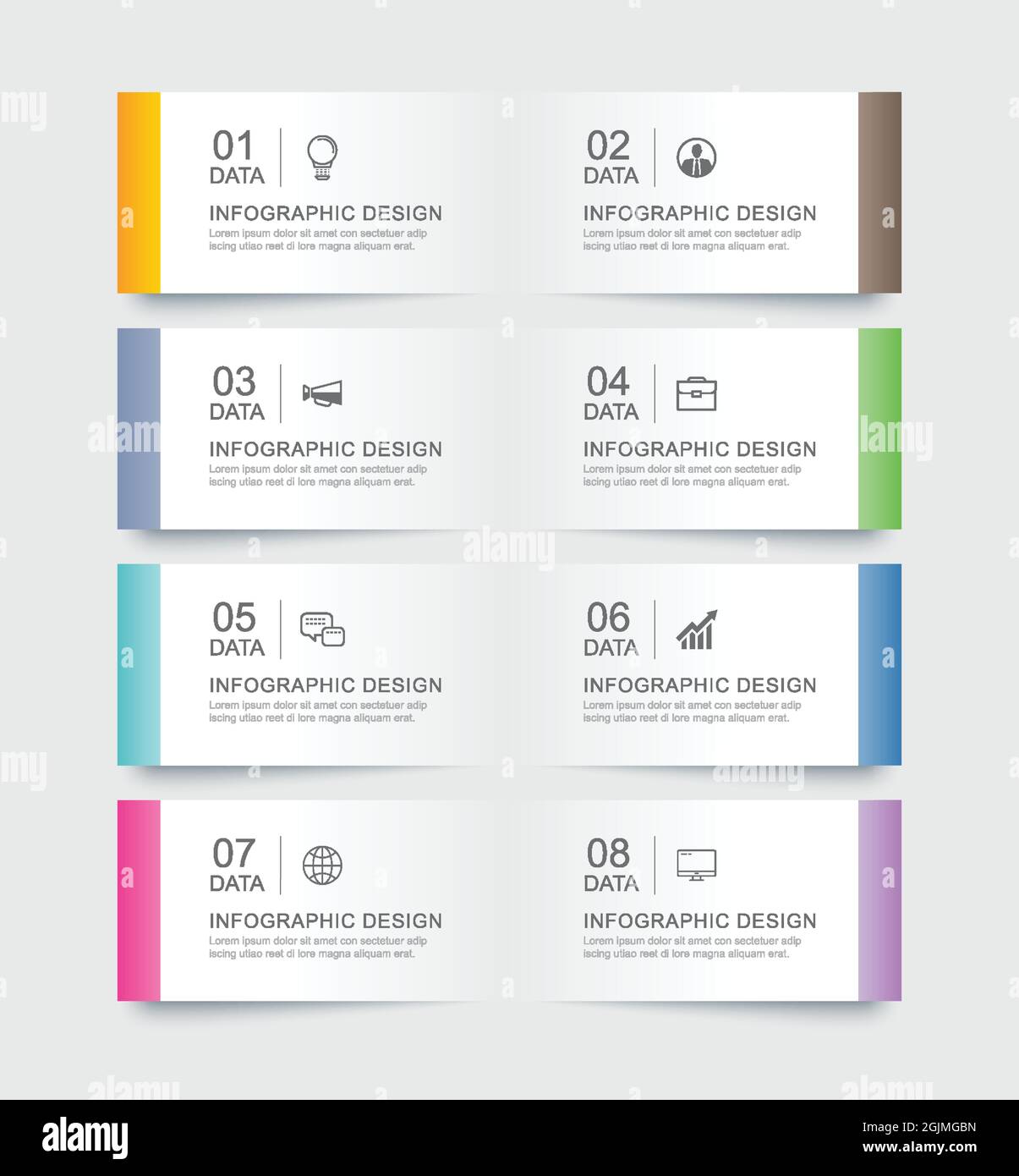 8 data infographics tab paper index template. Vector illustration ...