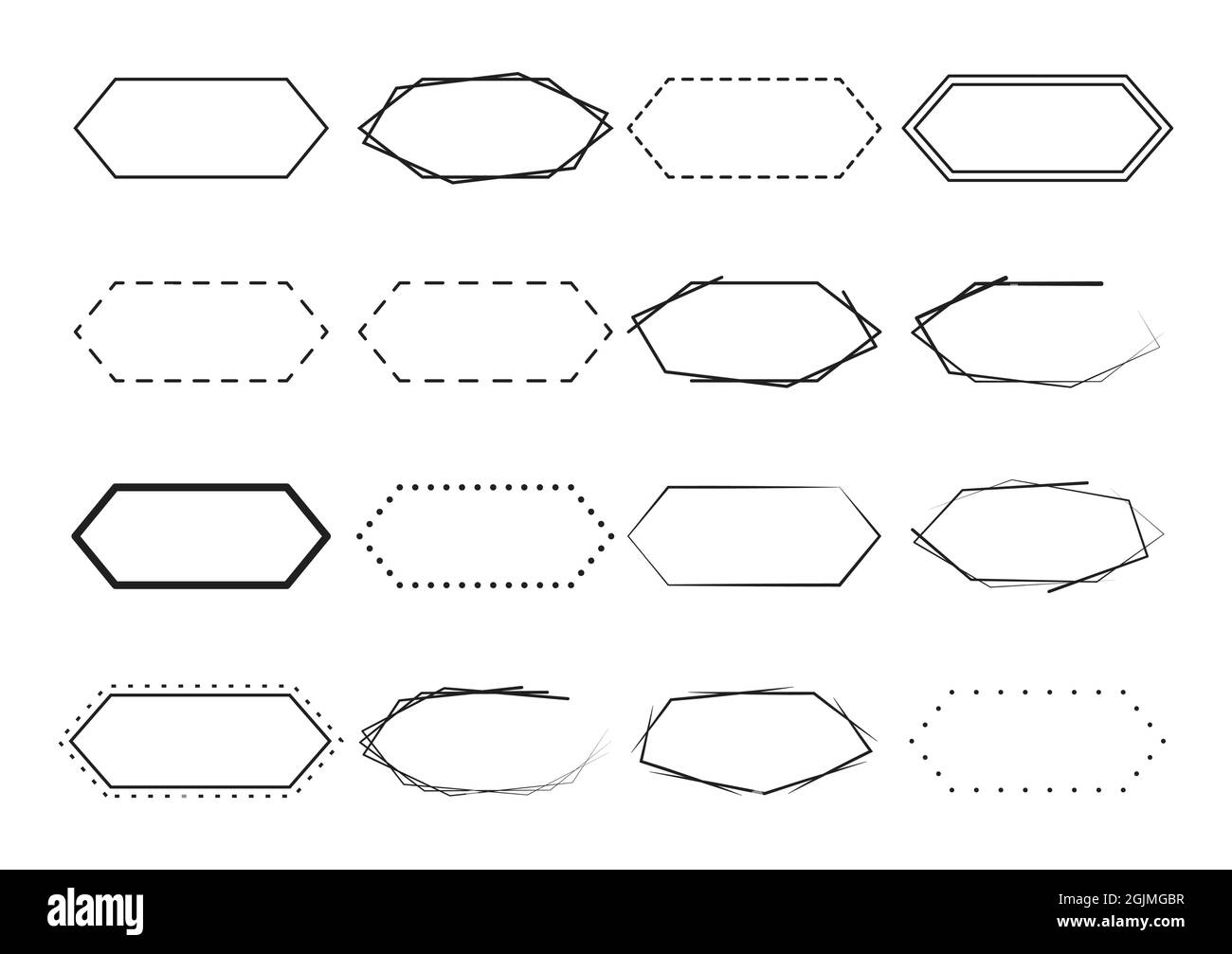 Set of hexagon border background. geometric frames decoration elements ...