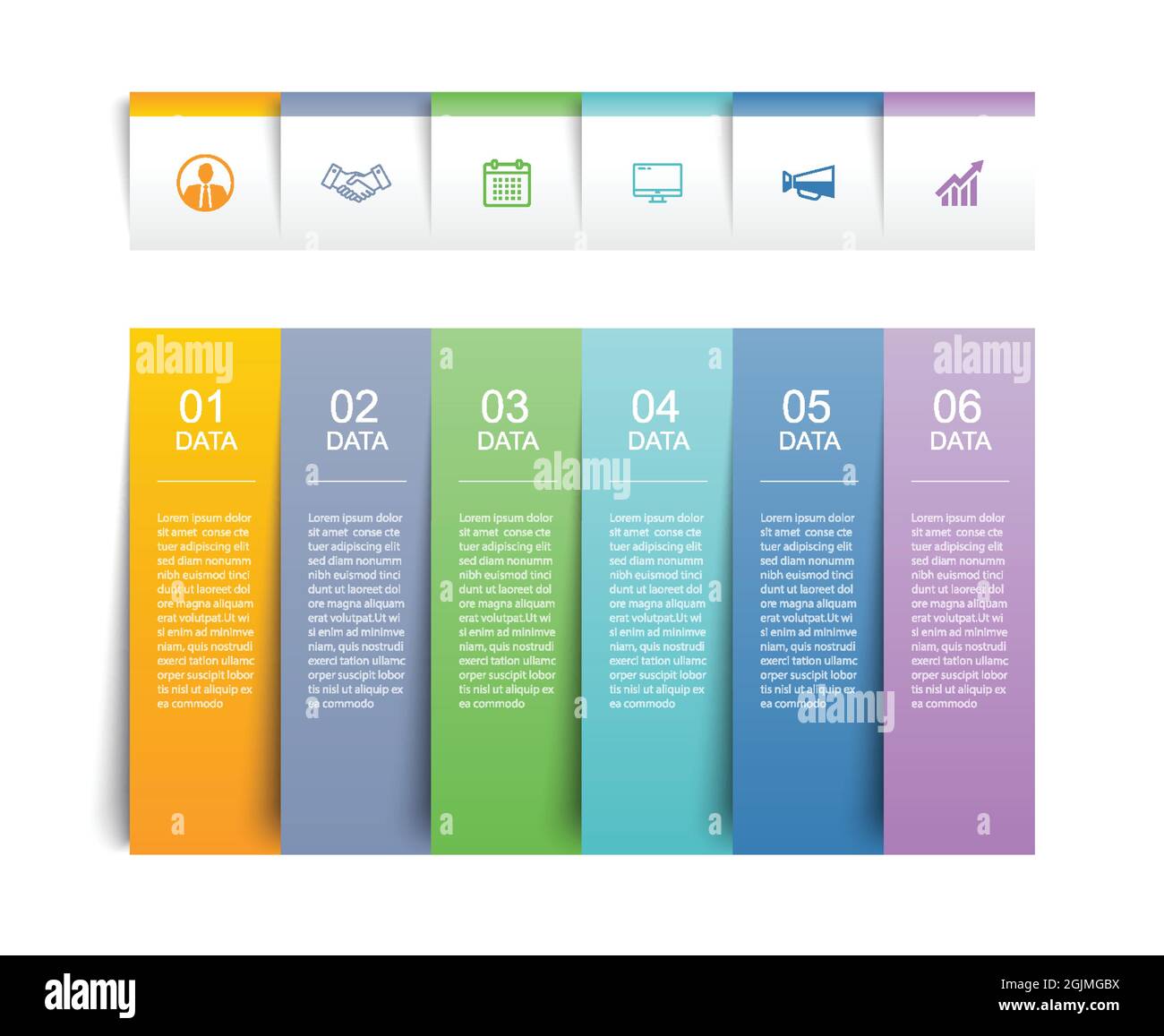 6 data infographics tab paper index template. Vector illustration ...